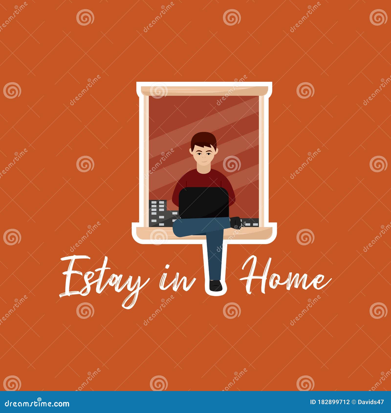 Stay in home poster stock vector. Illustration of prevention - 182899712