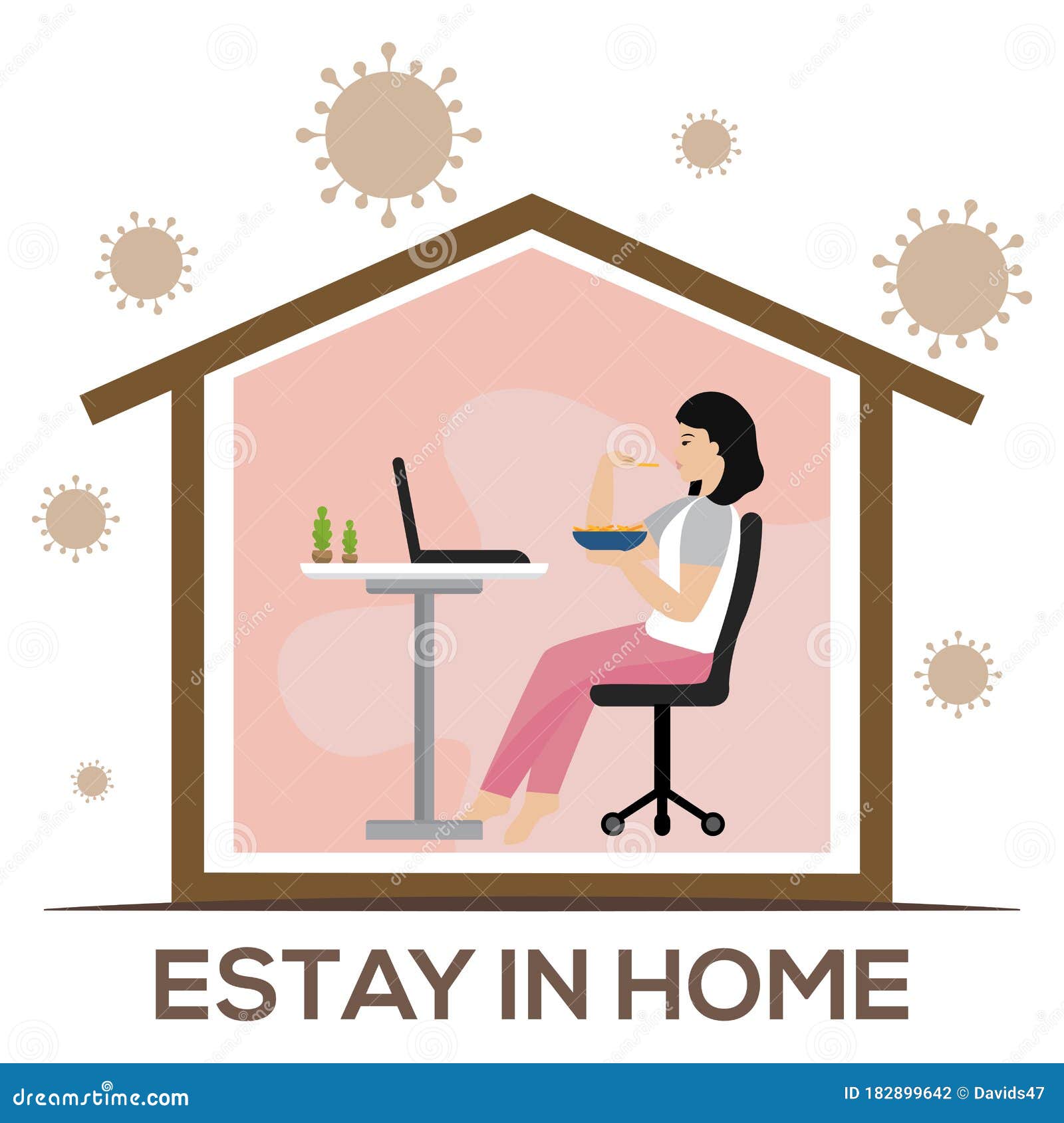 Stay in home poster stock vector. Illustration of family - 182899642