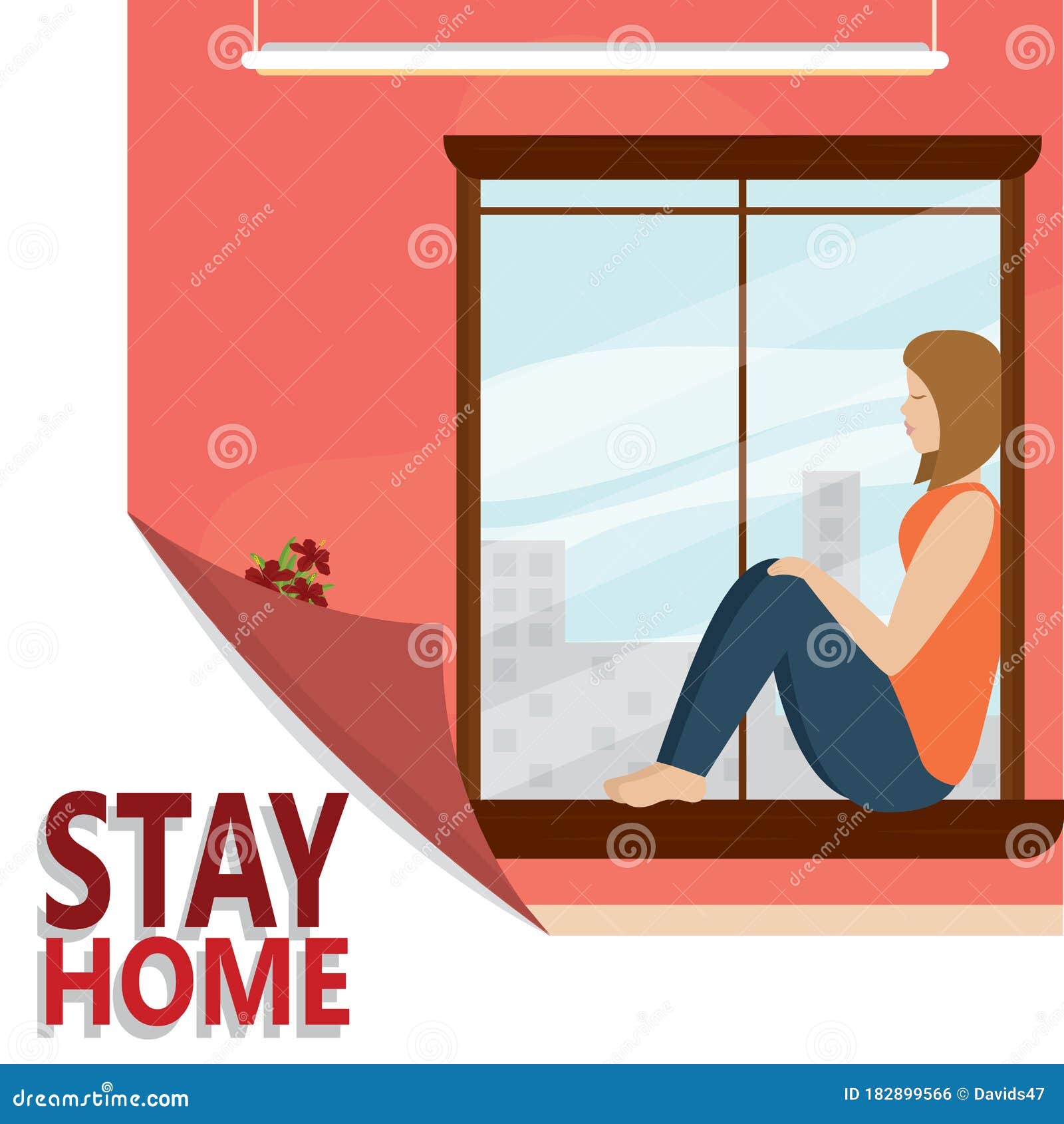 Stay in home poster stock vector. Illustration of protection - 182899566
