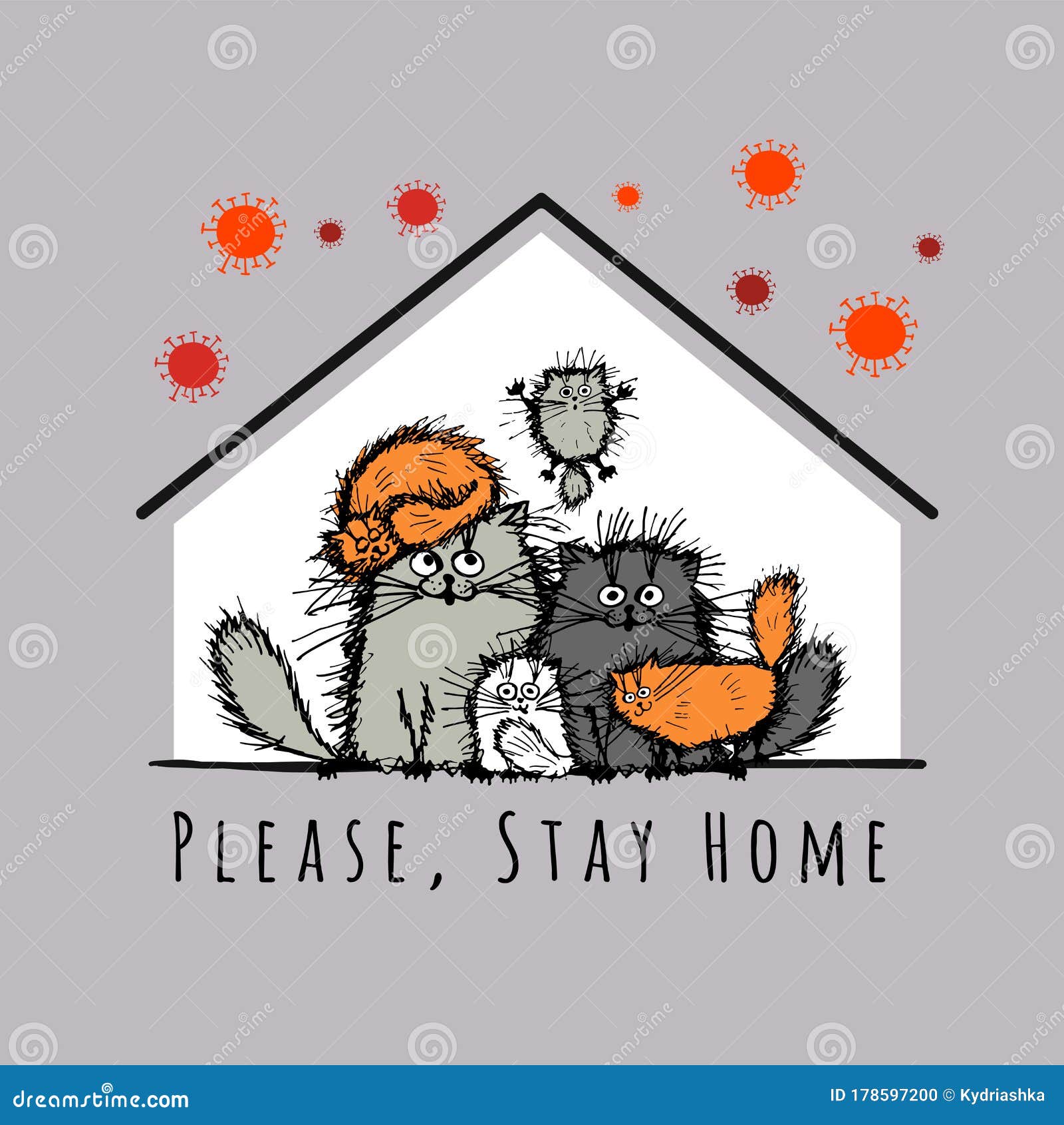 Stay at Home, Quarantine Concept. Cats Family at House Stock Vector ... Stay at Home, Quarantine Concept. Cats Family at House Stock Vector ...