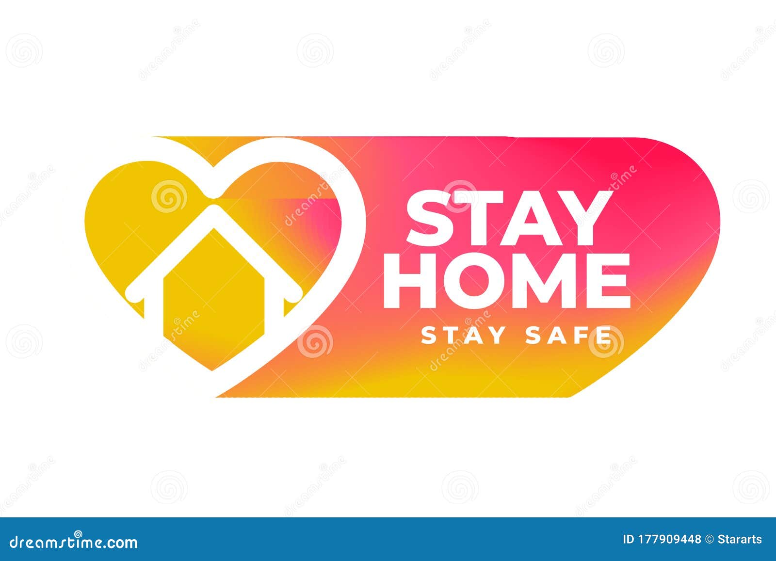 Stay Home and Safe Banner with Color Heart Stock Vector - Illustration ...