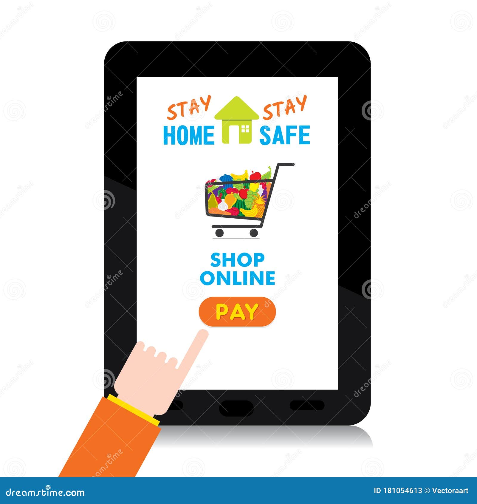 Stay Home Stay Safe Shop Online Concept Design Stock Vector ...