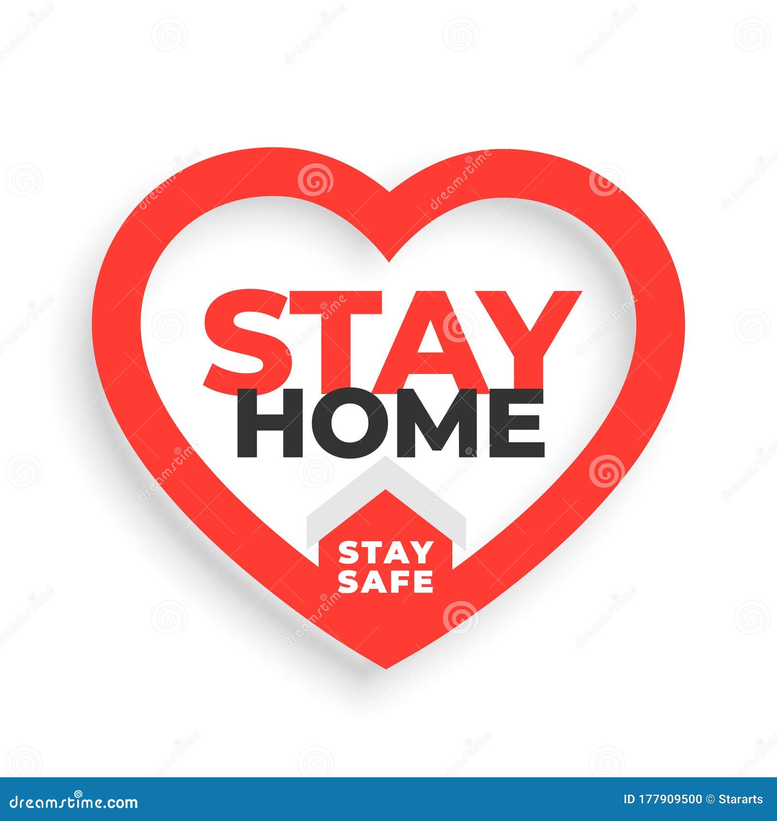 Stay Home and Stay Safe Slogan with Heart Stock Vector - Illustration ...