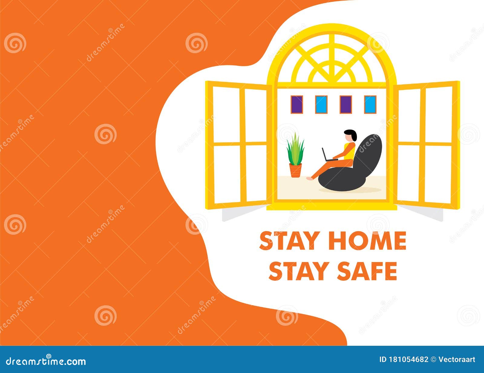 Stay Home Stay Safe and Work from Home Poster Stock Vector ...