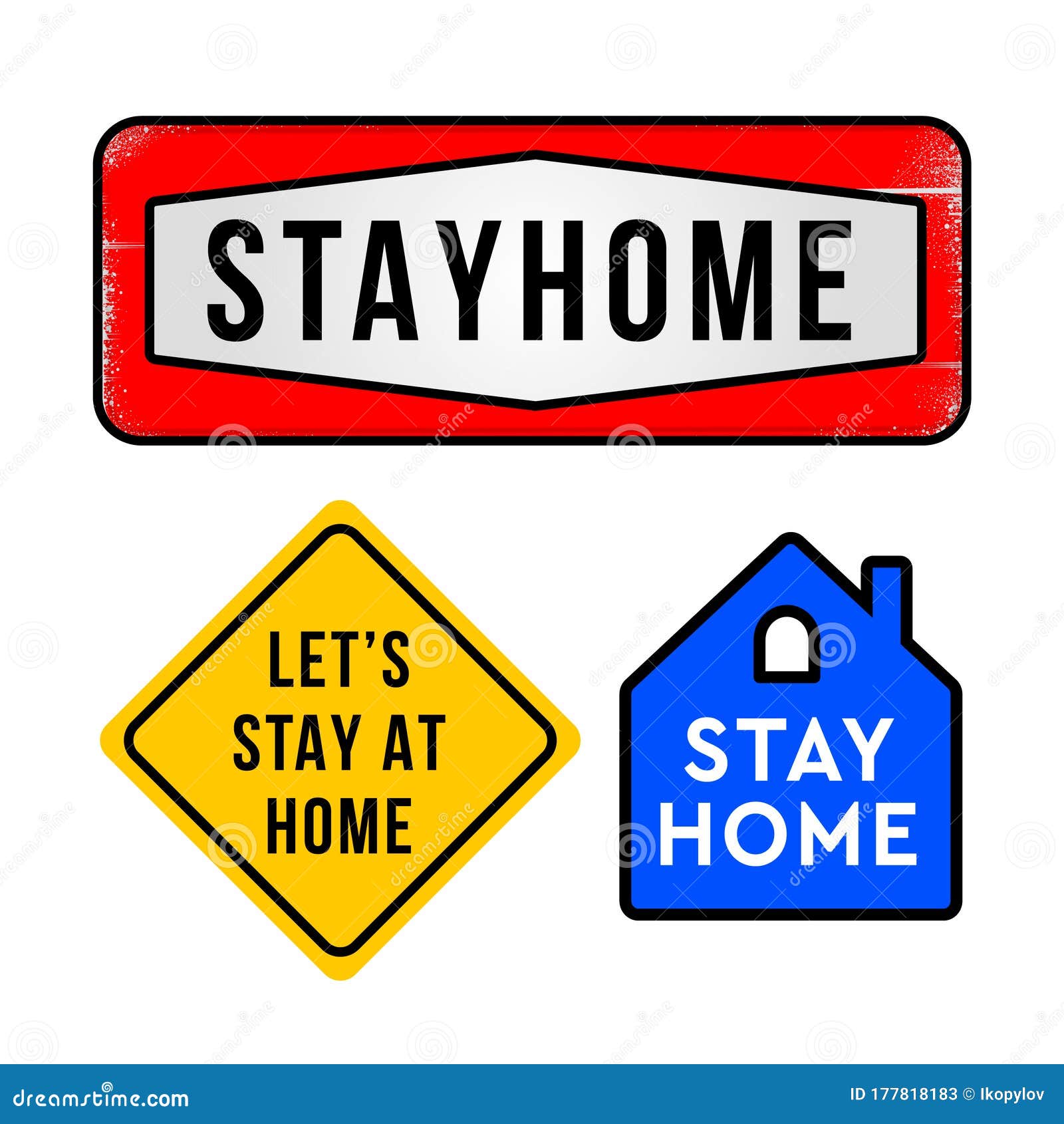 Stay Home, Home Sticker Set, Symbol, Vector Illustration. Stock Vector ...