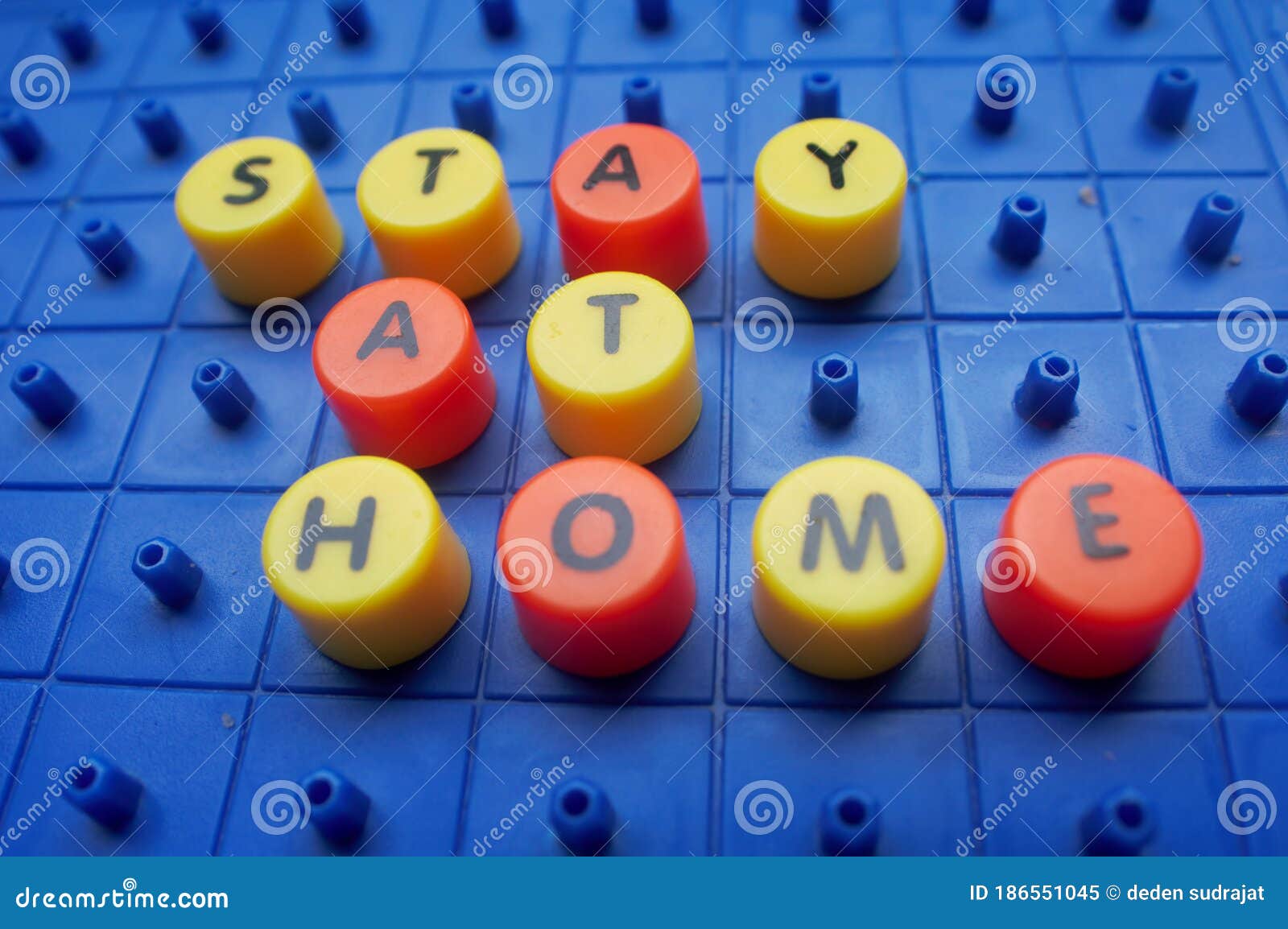Stay at Home Text on Blue Background Stock Image - Image of home, font ...