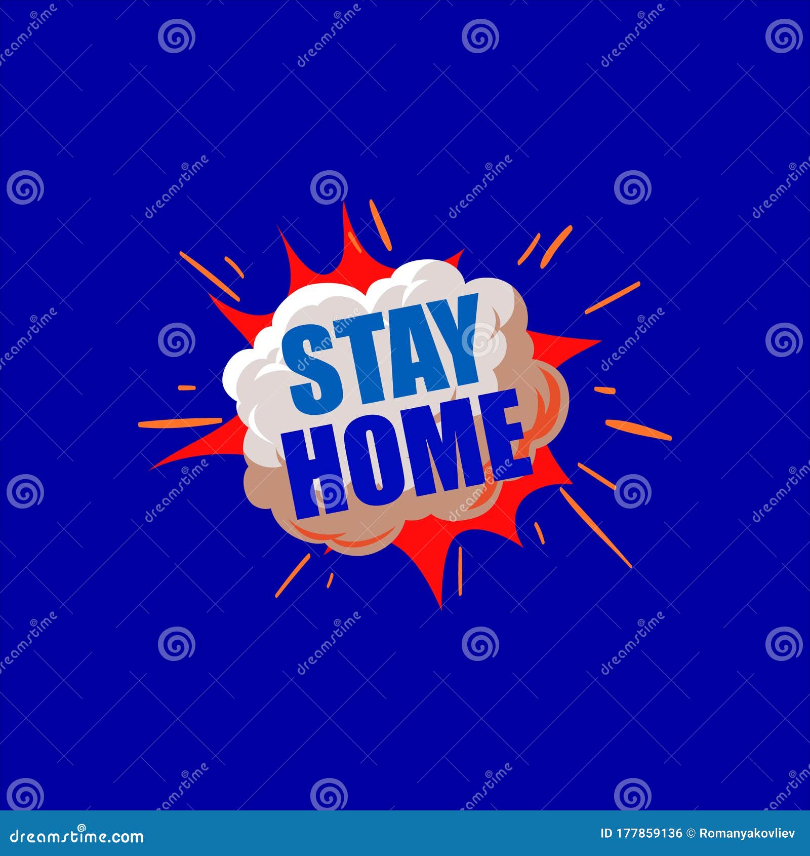 Stay Home Text. Warning Banner Template Backgrounds. Boom. Comic Book ...