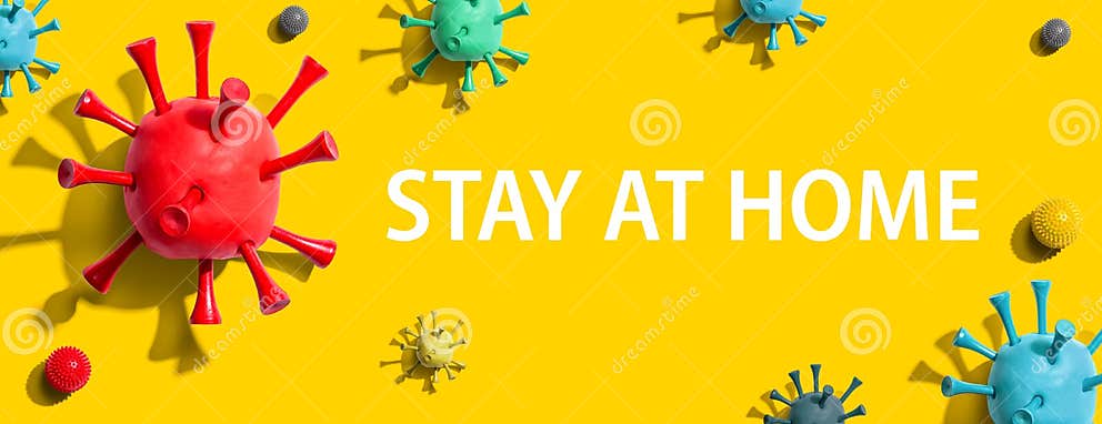Stay at Home Theme with Virus Craft Objects Stock Image - Image of safe ...