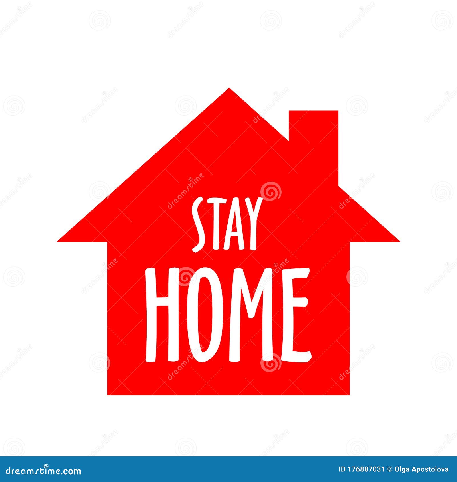 Stay Home Vector Coronavirus Content. Red Geometric House on a White ...