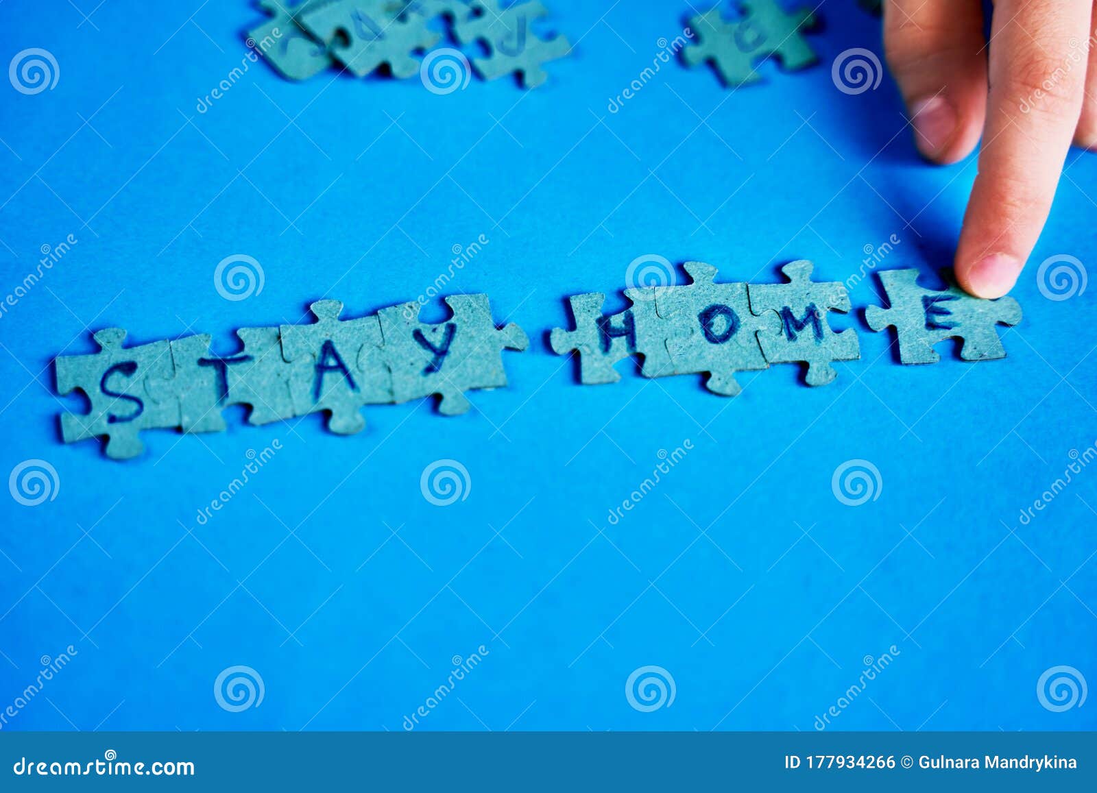 Stay Home, Words and Mercury Thermometer on Blue Background Stock Photo ...