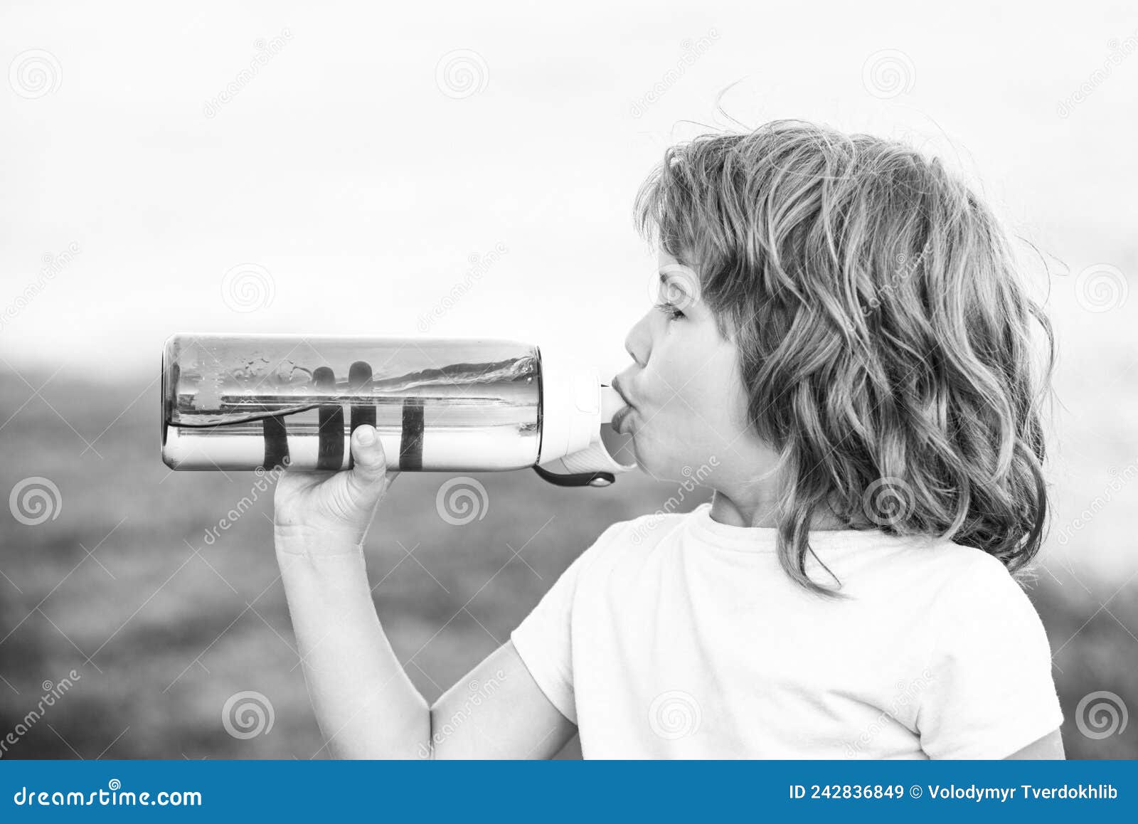 Stay Hydrated. Child with Bottle of Water. Stock Image - Image of ...