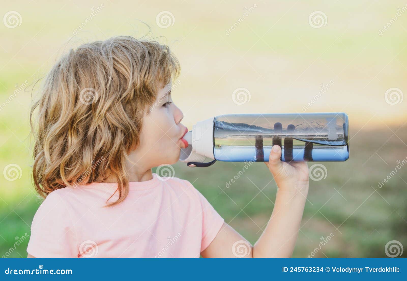 Stay Hydrated. Child with Bottle of Water. Stock Photo - Image of small ...