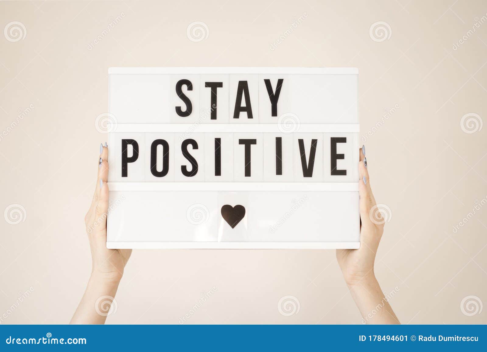 Stay Positive Message on a White Message Box Stock Image - Image of ...
