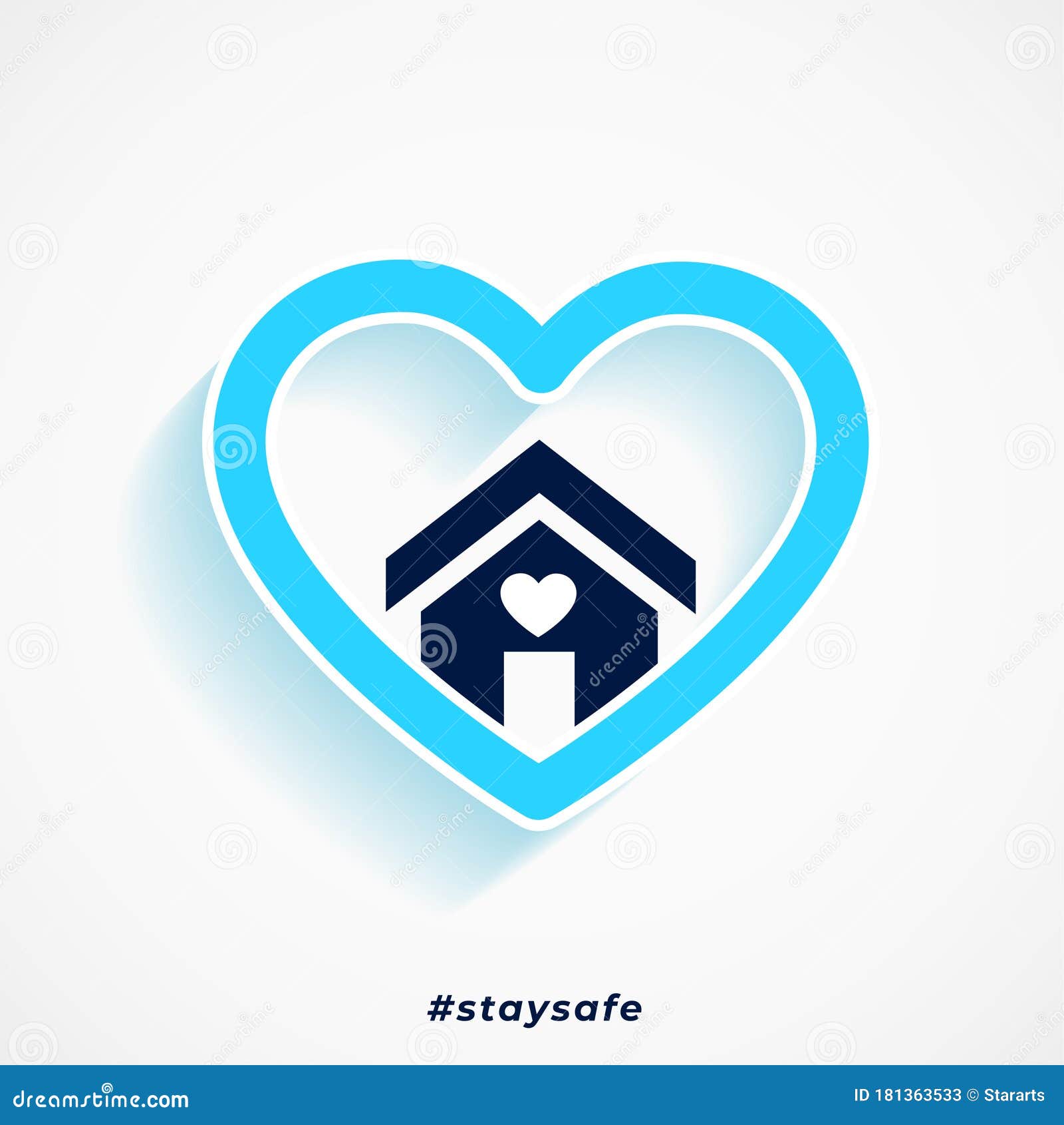 Stay Safe Blue Heart and House Poster Design Stock Vector ...