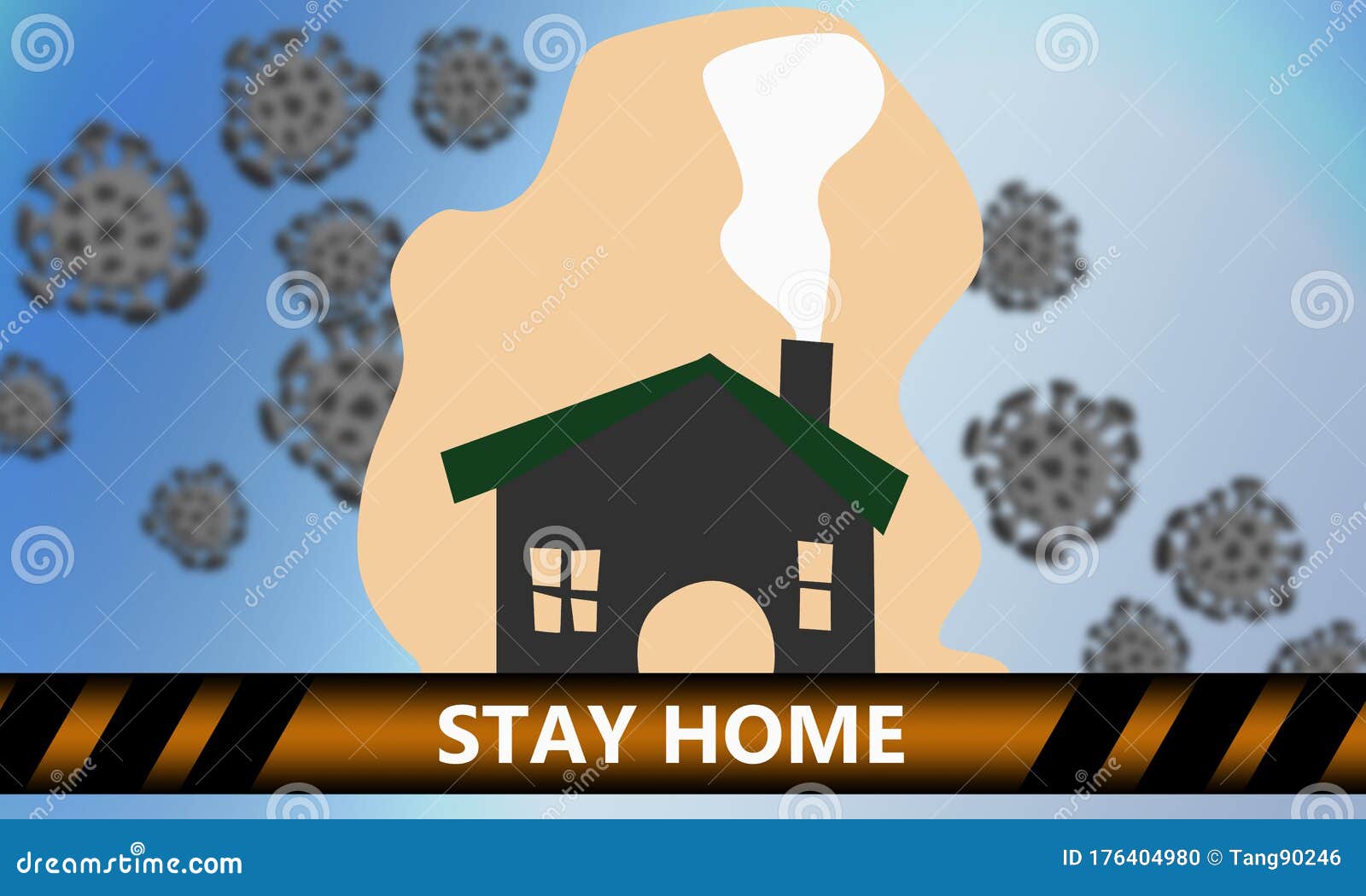Stay Safe,stay Inside Home.Prevention from Virus Stock Illustration ...
