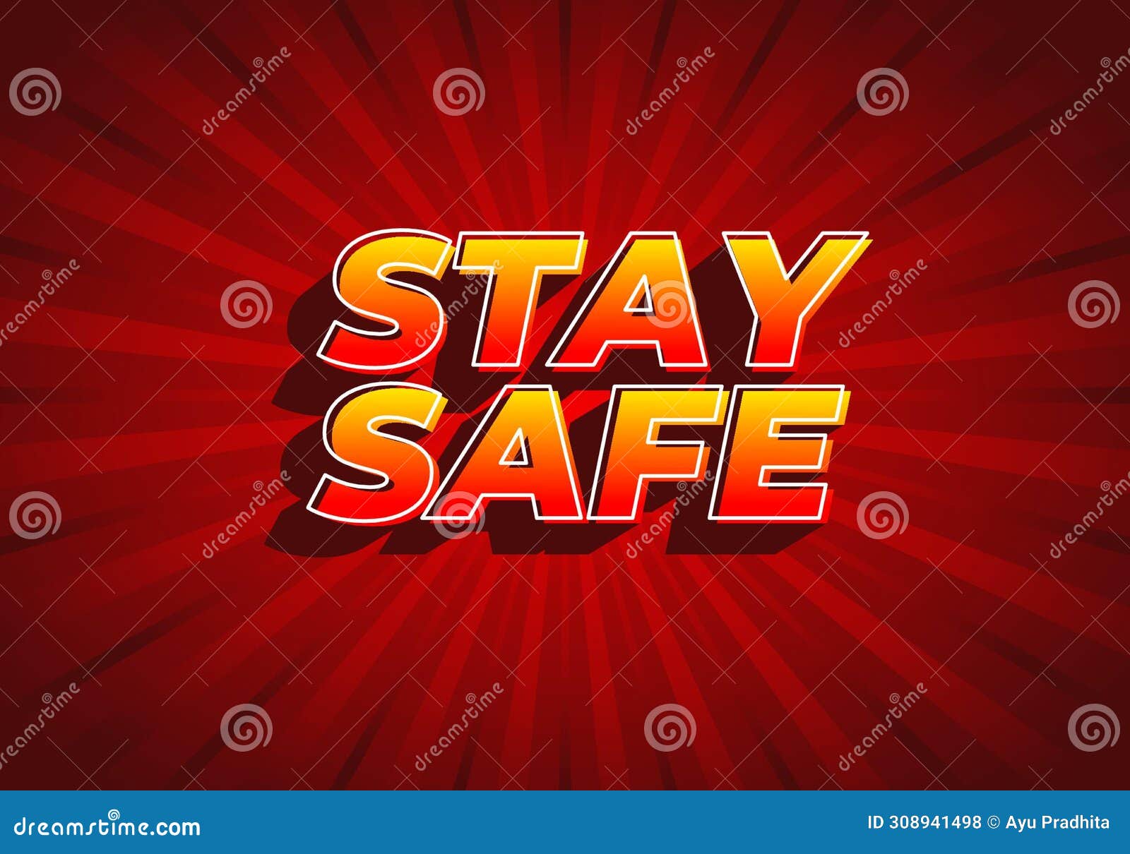 Stay Safe. Text Effect in 3d Look and Eye Catching Colors Stock Vector ...