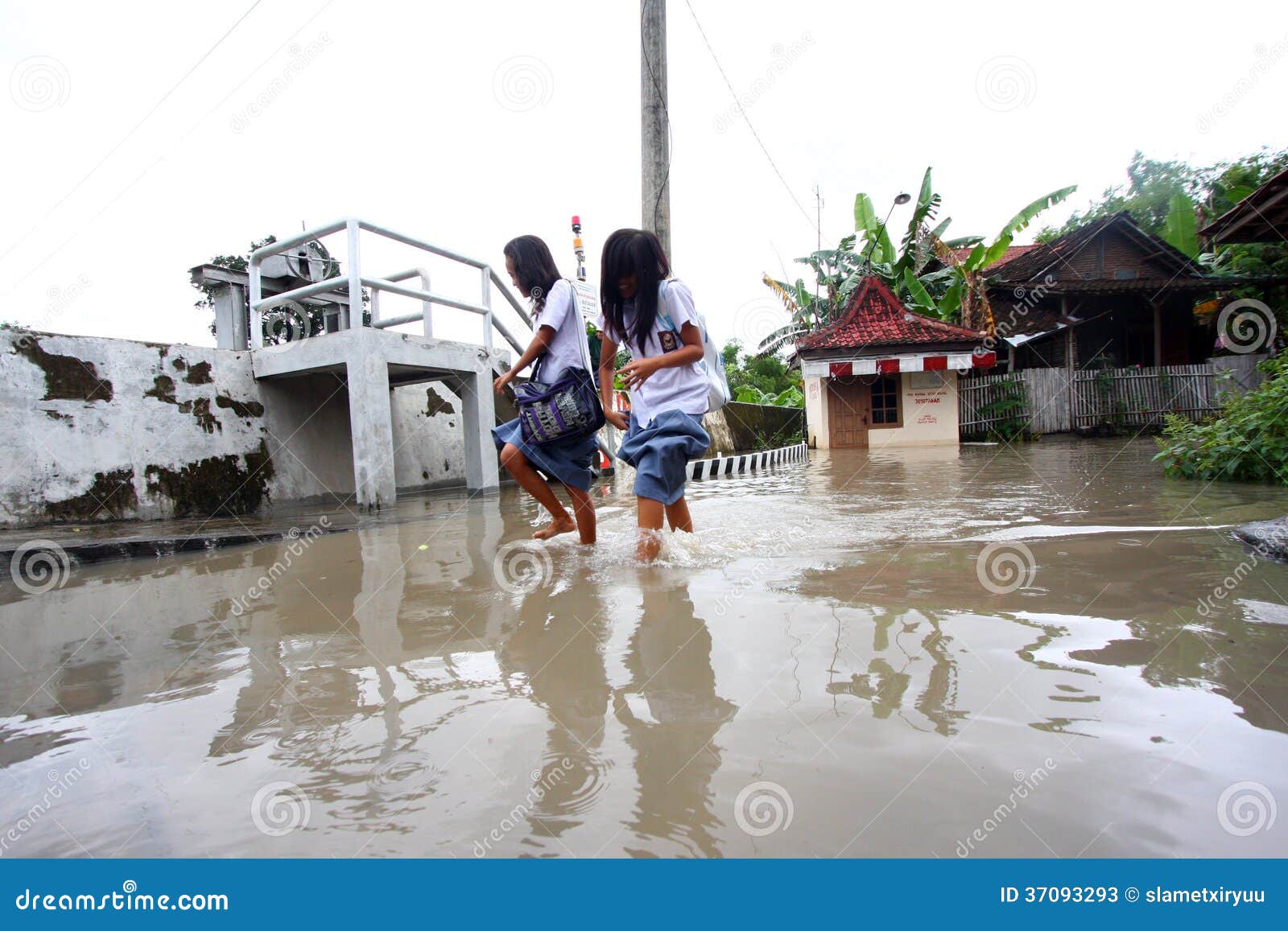 Stay in School during Flood Editorial Stock Photo - Image of water ...