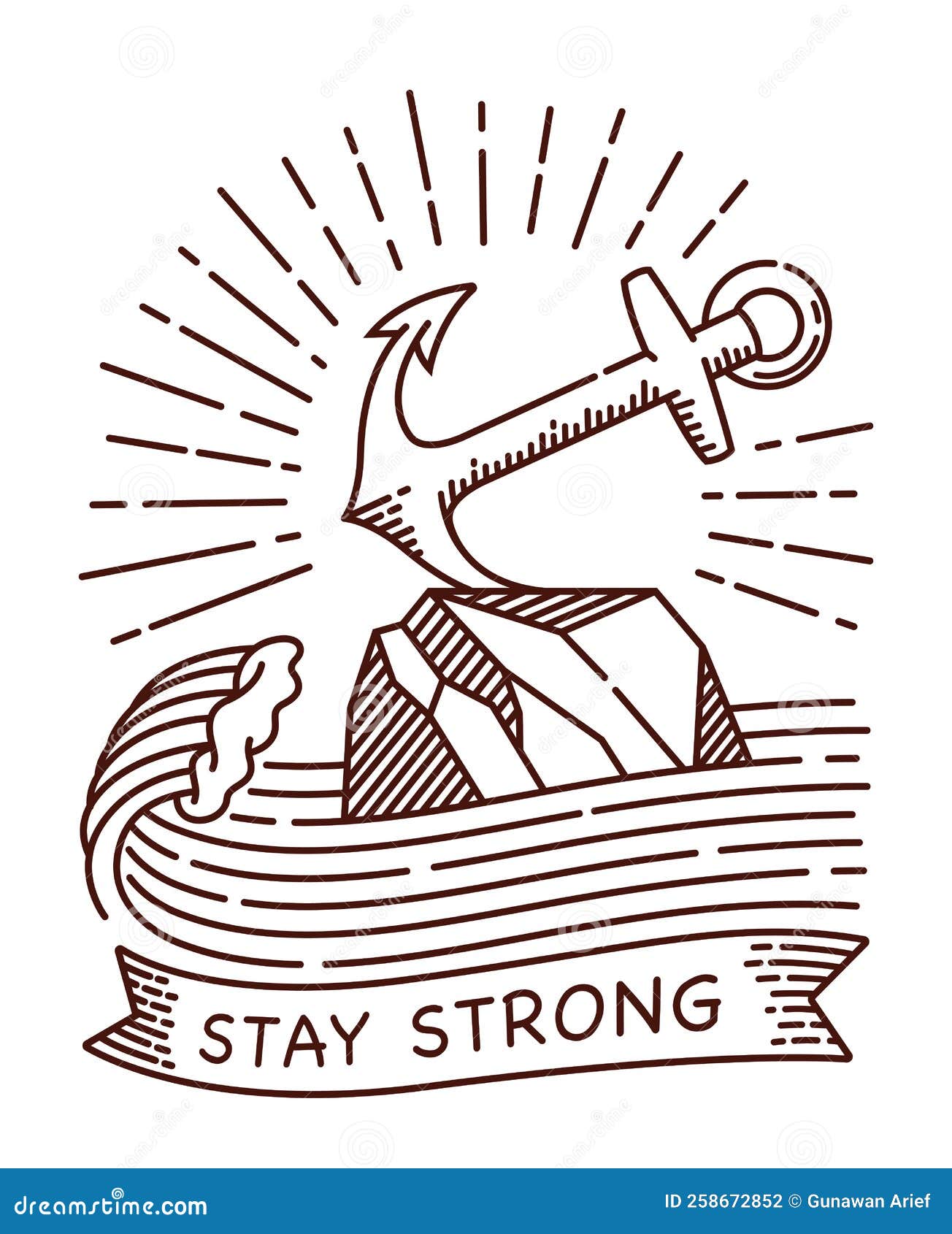 Stay Strong Anchor Line Illustration Stock Vector - Illustration of ...