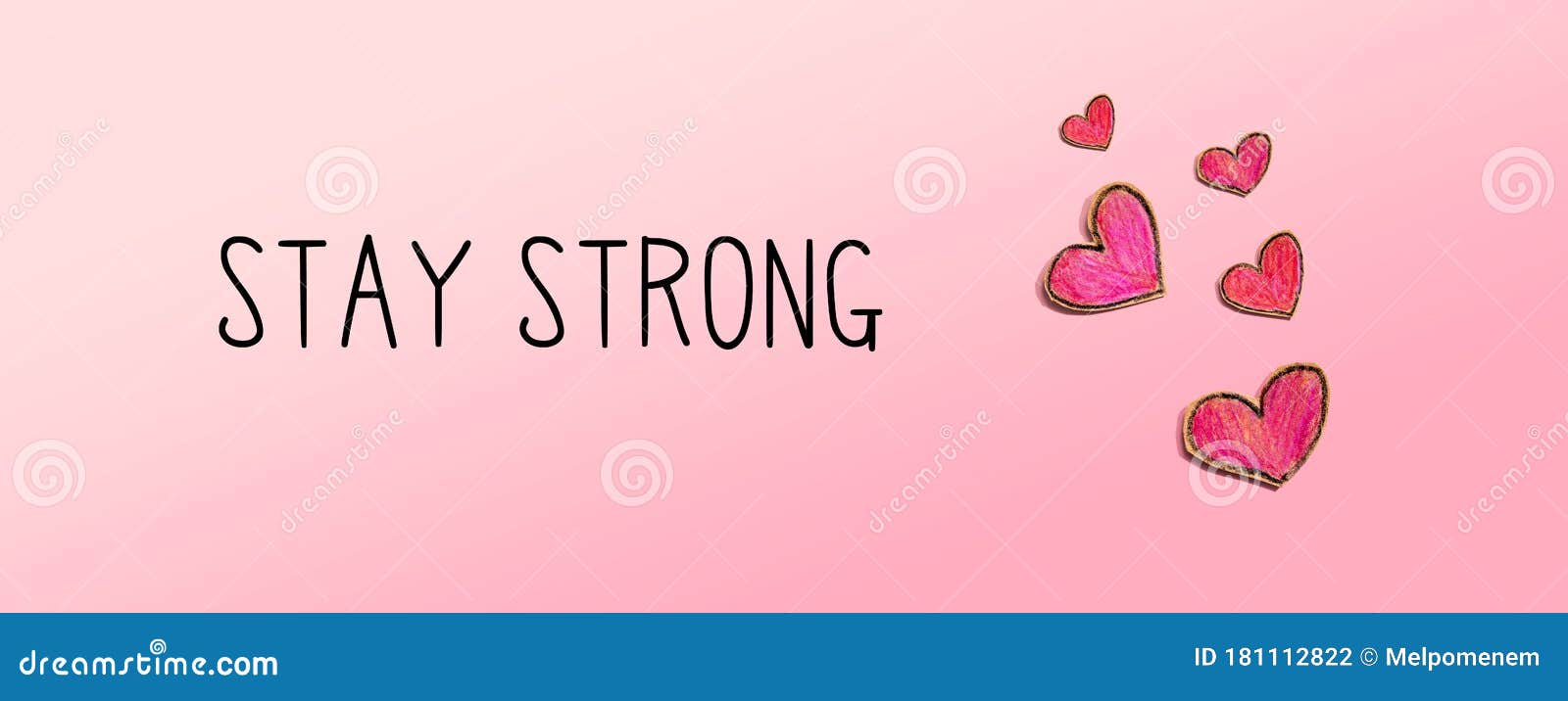 Stay Strong Message with Red Heart Drawings Stock Illustration ...