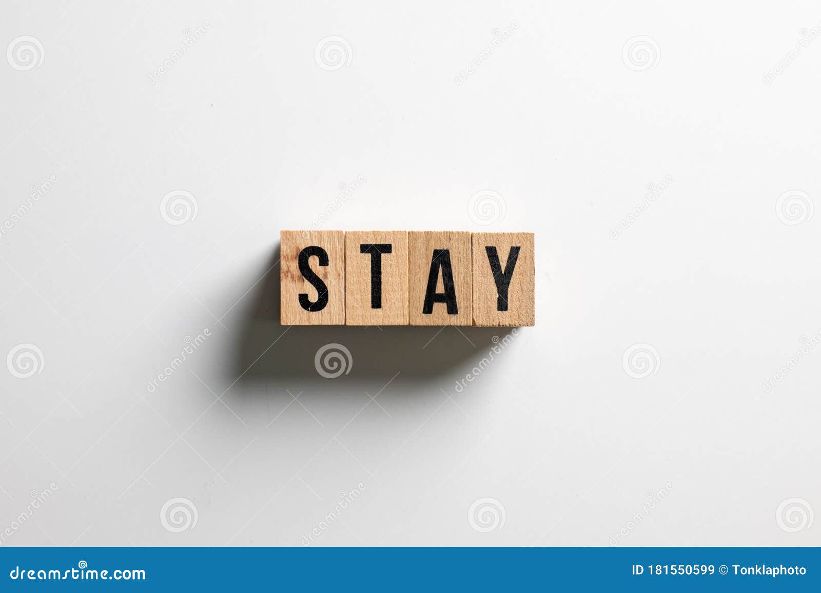 ` Stay ` Text Made of Wooden Cube on White Background Stock Image ...