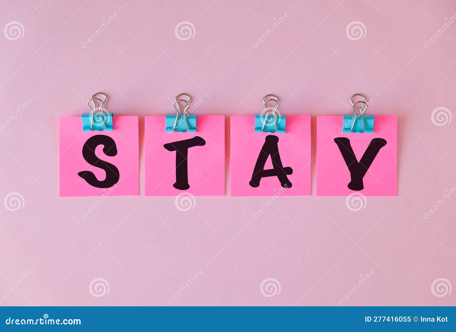 Stay Text on a Pink Sticker and on Pink Background Stock Image - Image ...