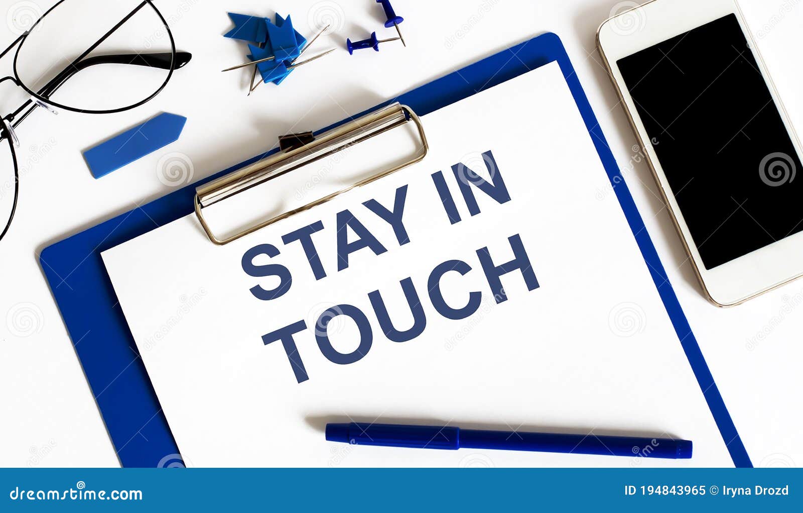 STAY in TOUCH Concept with Telephon and Office Tools Stock Image ...