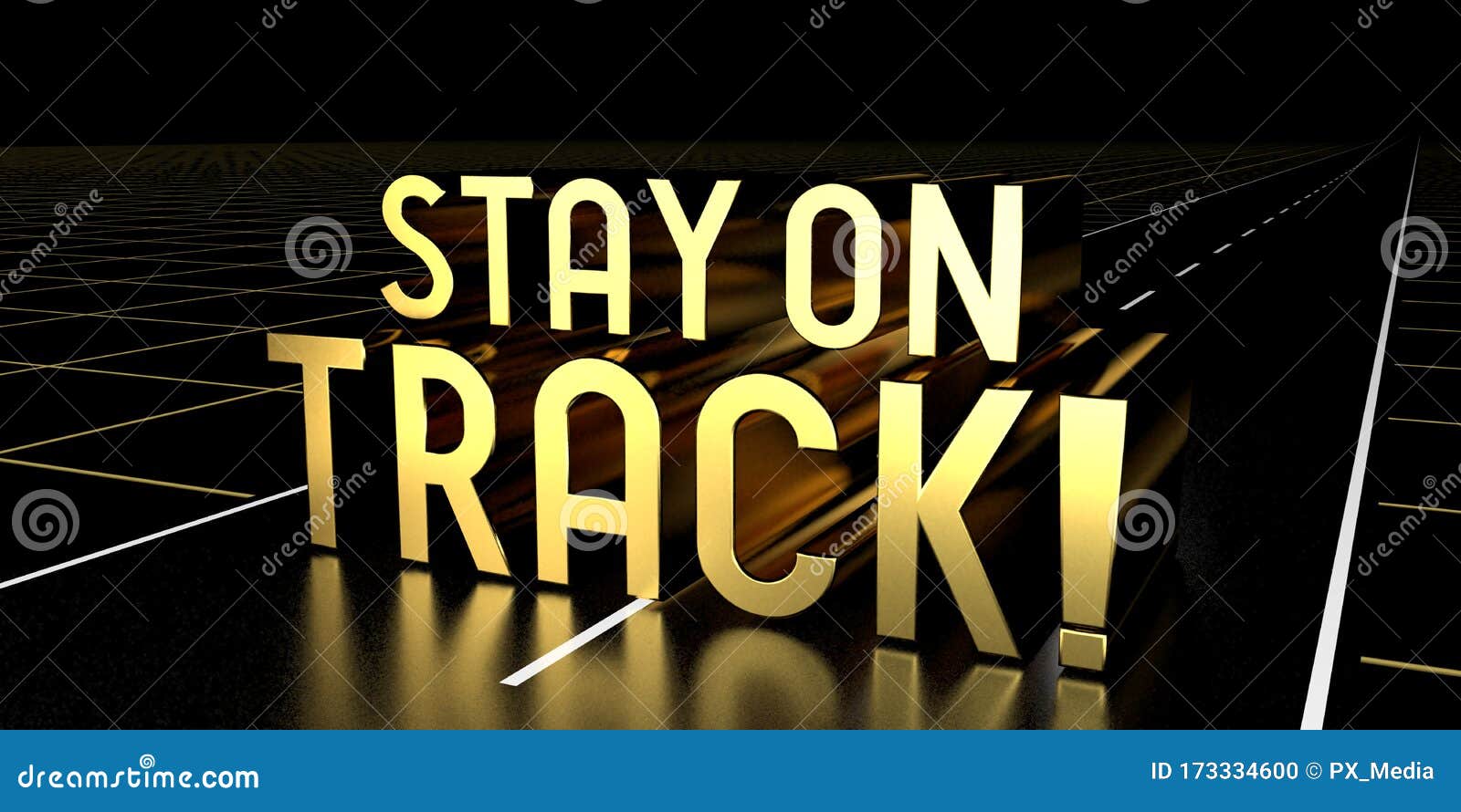 Stay on Track Concept, Road - 3D Rendering Stock Illustration ...
