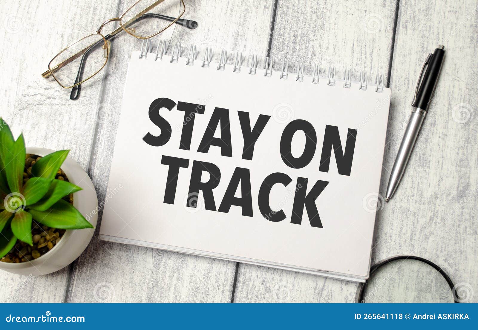 Stay on Track Words with Calculator and Glasses Stock Photo - Image of ...