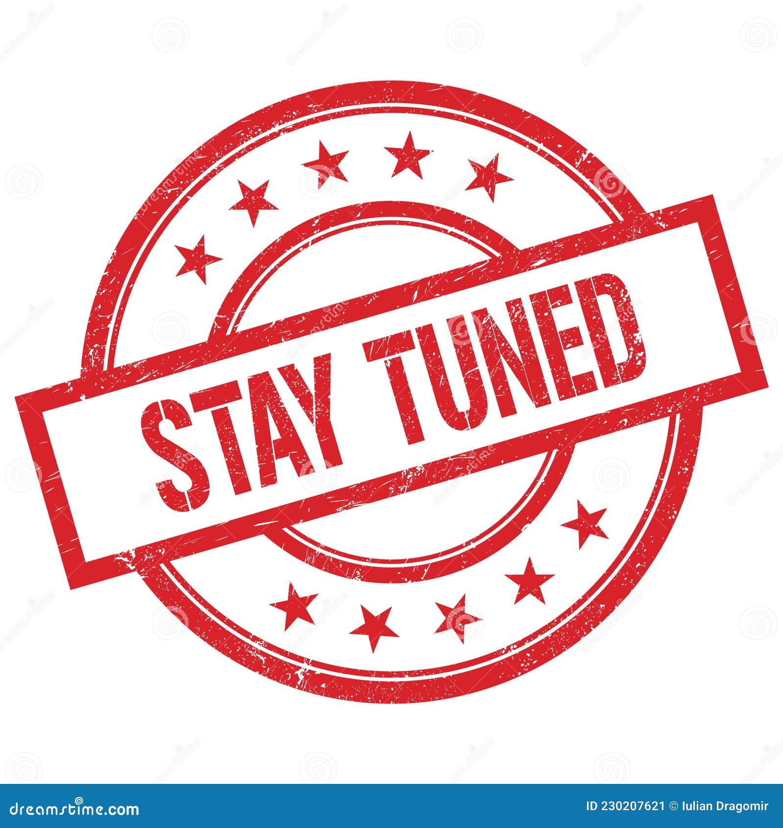 STAY TUNED Text Written on Red Vintage Round Stamp Stock Illustration ...