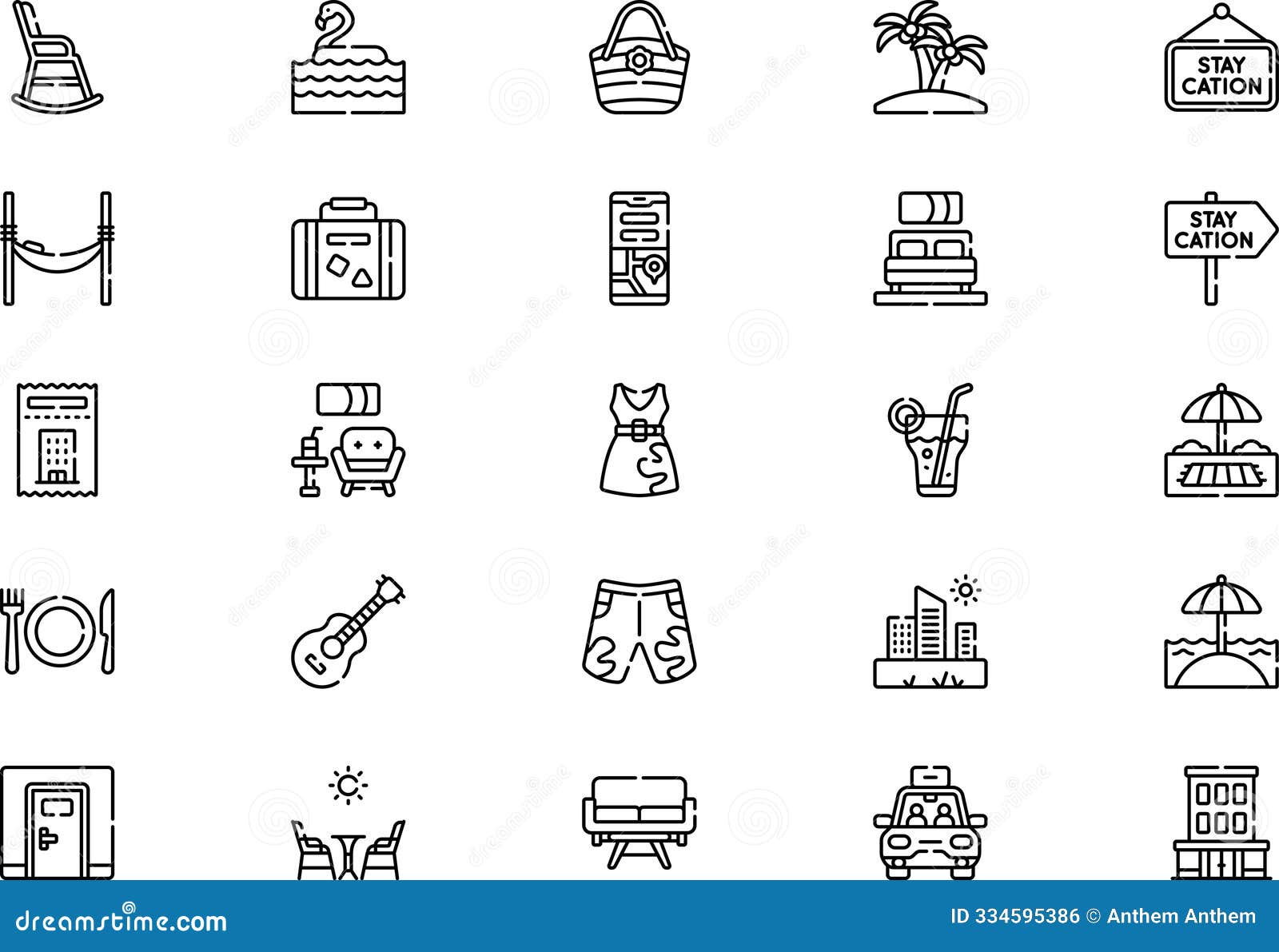 Staycation Icons Collection is a Vector Illustration with Editable ...