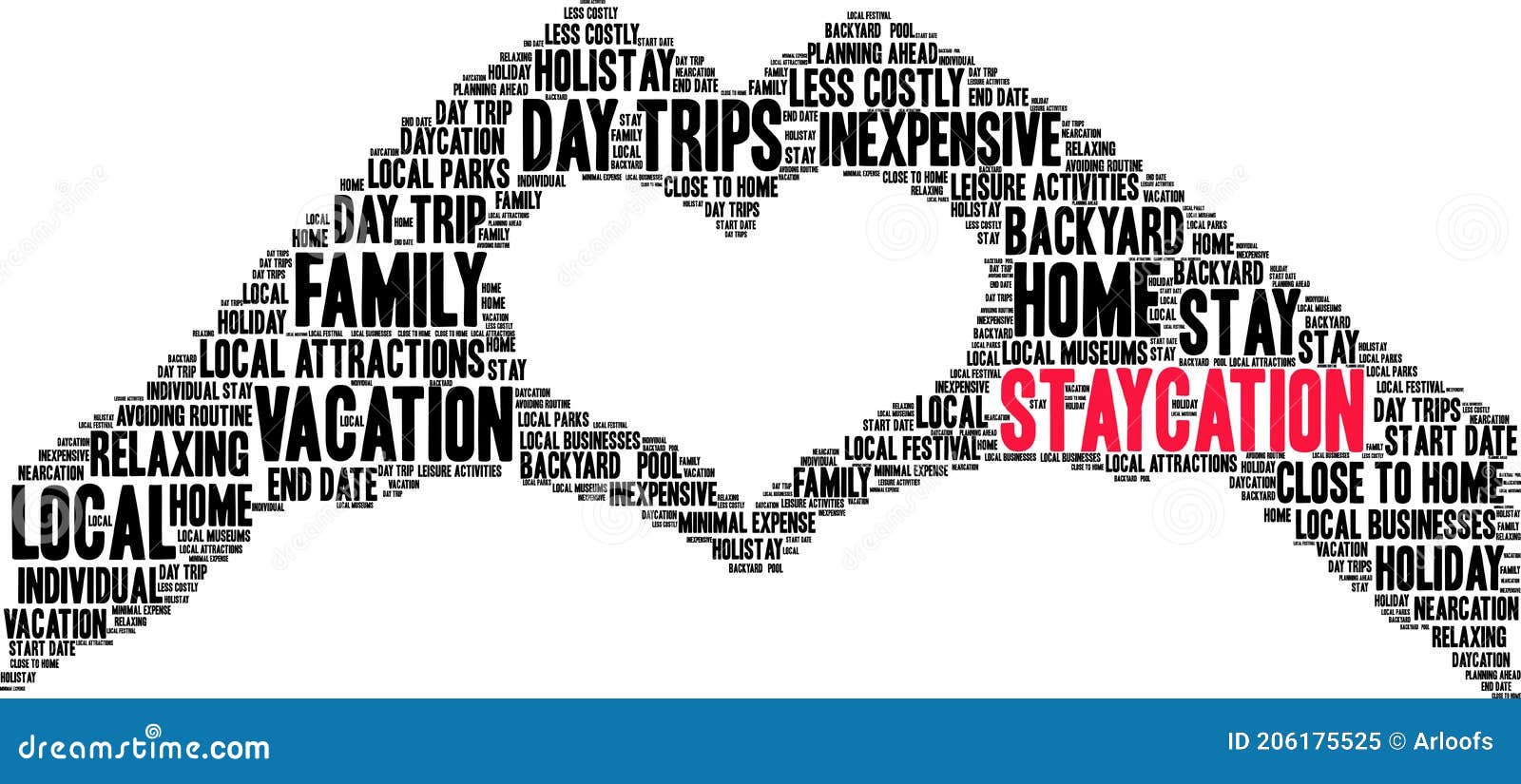 Staycation Word Cloud stock vector. Illustration of relaxing - 206175525