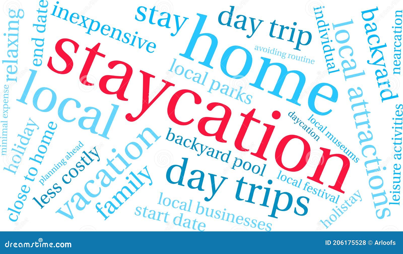 Staycation Word Cloud stock vector. Illustration of activities - 206175528