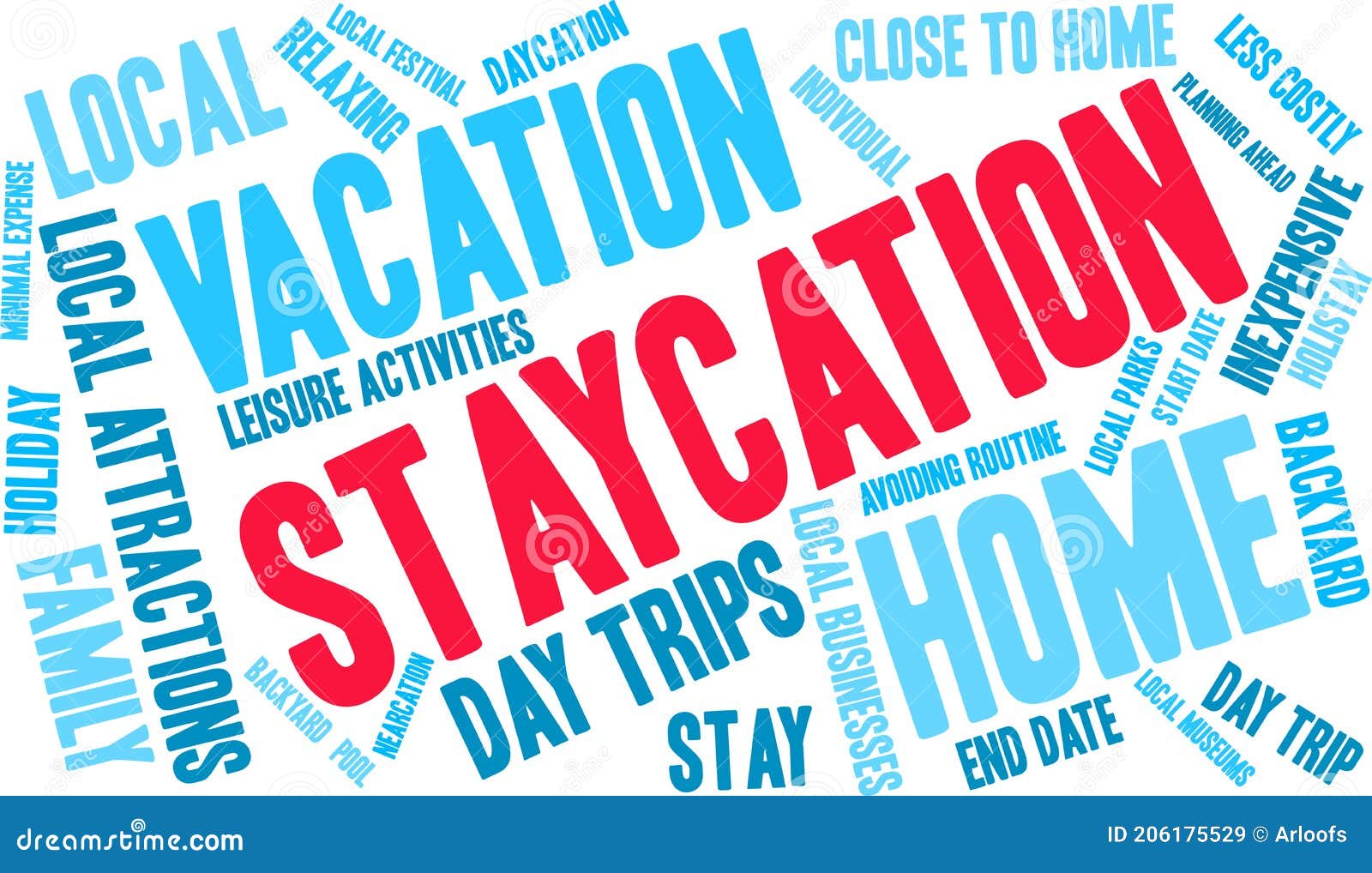 Staycation Word Cloud stock vector. Illustration of routine - 206175529