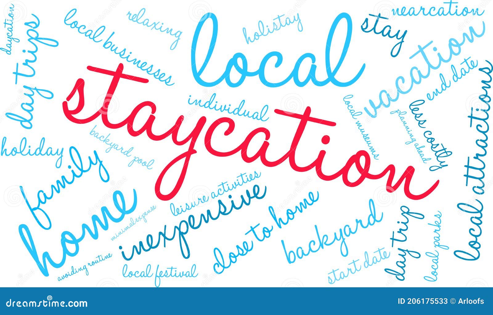 Staycation Word Cloud stock vector. Illustration of activities - 206175533