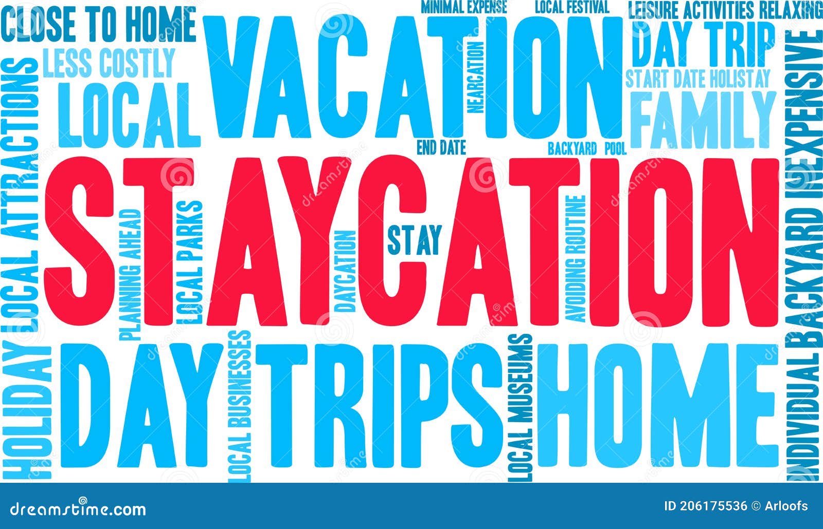 Staycation Word Cloud stock vector. Illustration of relaxing - 206175536