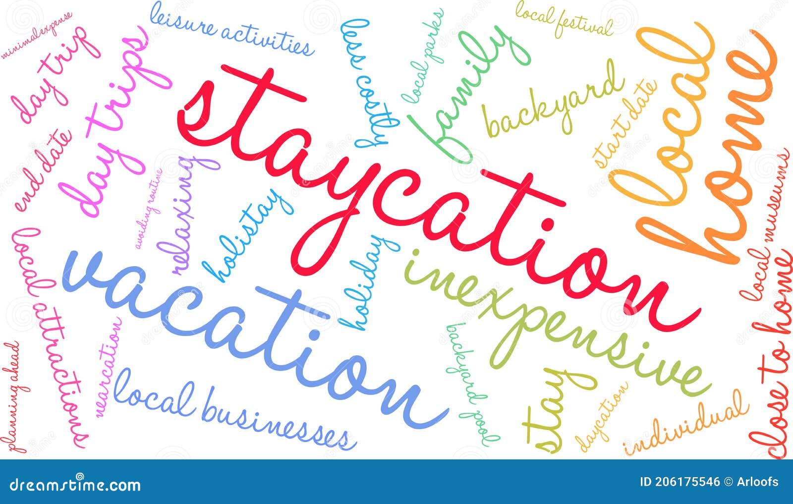 Staycation Word Cloud stock vector. Illustration of pool - 206175546