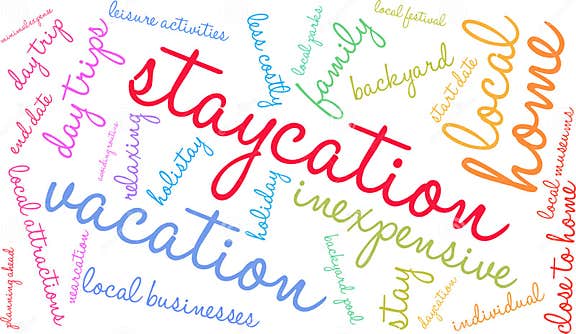 Staycation Word Cloud stock vector. Illustration of pool - 206175546
