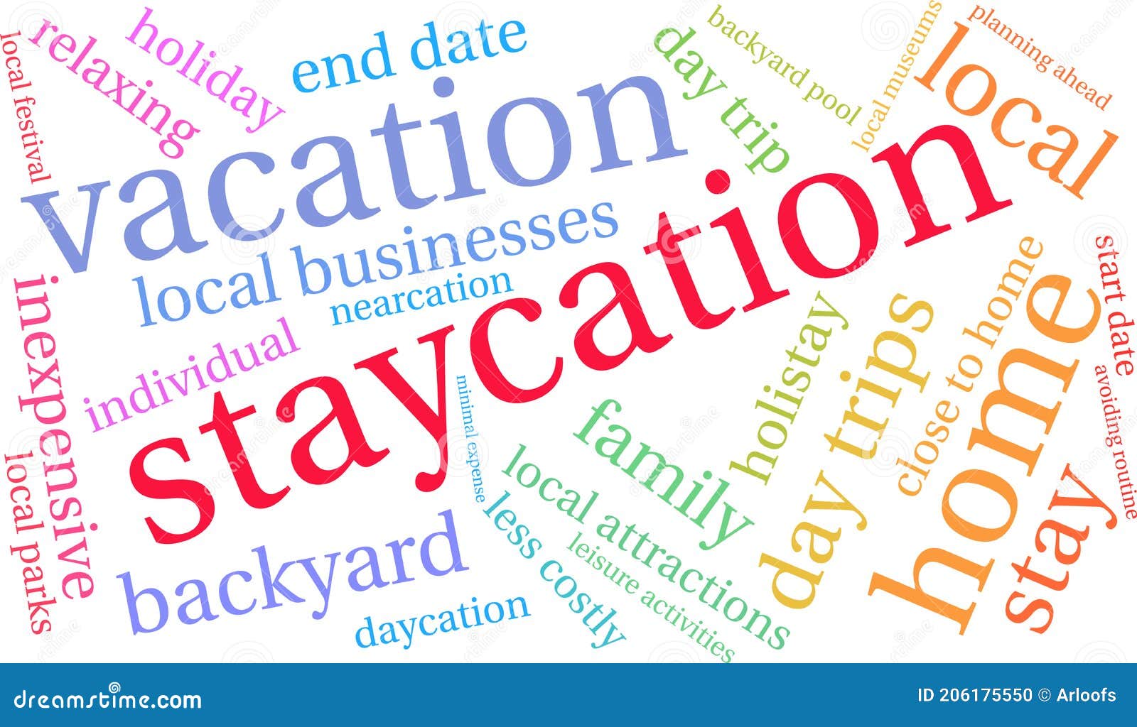 Staycation Word Cloud stock vector. Illustration of relaxing - 206175550