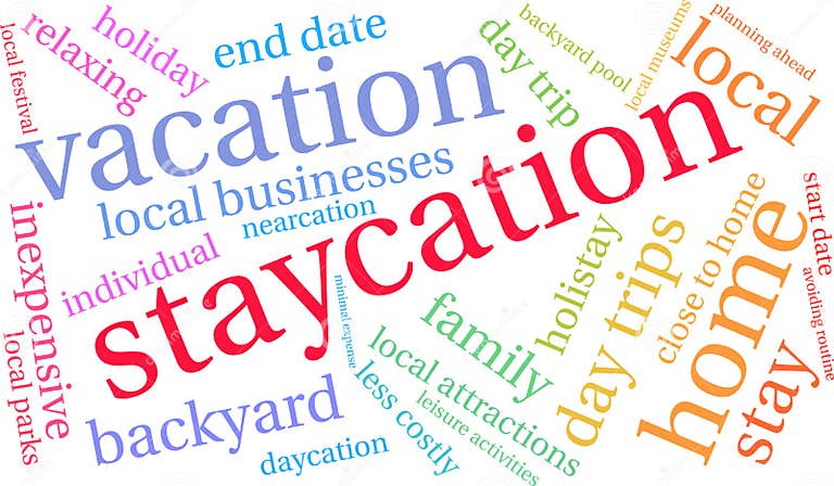 Staycation Word Cloud stock vector. Illustration of relaxing - 206175550