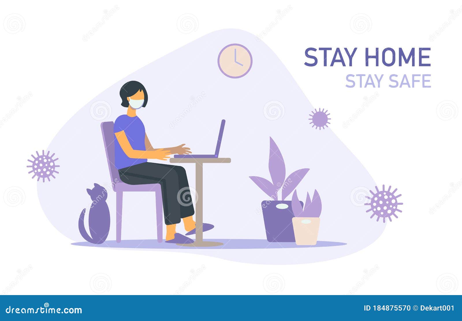 Distant Work Quarantined. Protect Yourself Stock Vector - Illustration ...