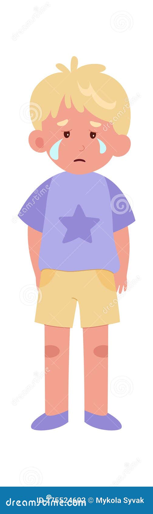 Staying Crying Boy stock vector. Illustration of cute - 275524602