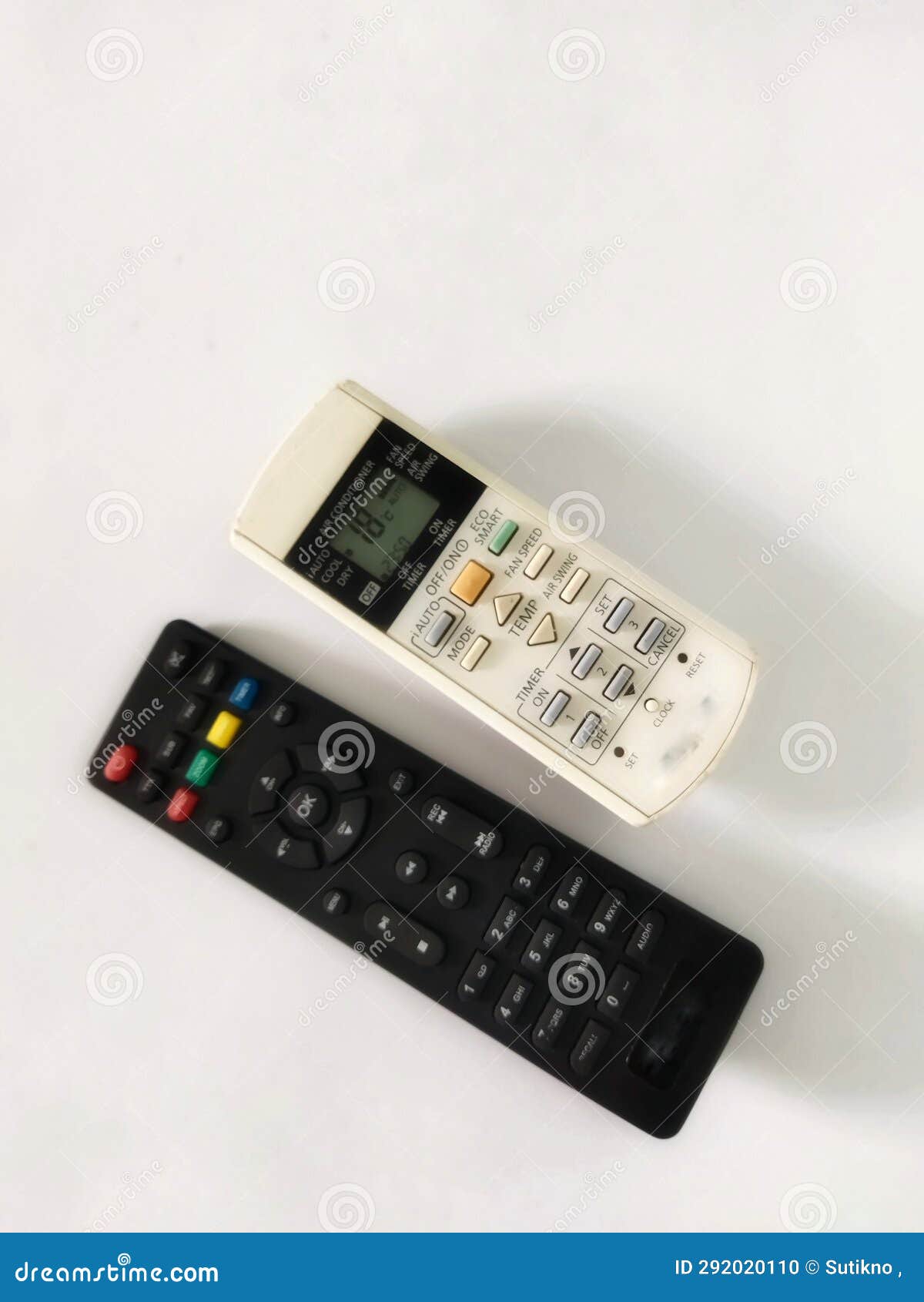 Stb Remote for Tv and Ac Remote on White Background Stock Photo - Image ...