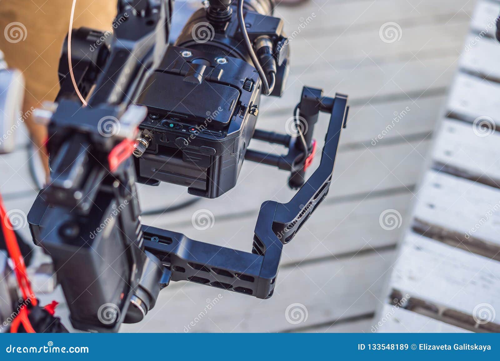 Steadicam Operator and His Assistant Prepare Camera and 3-axis ...