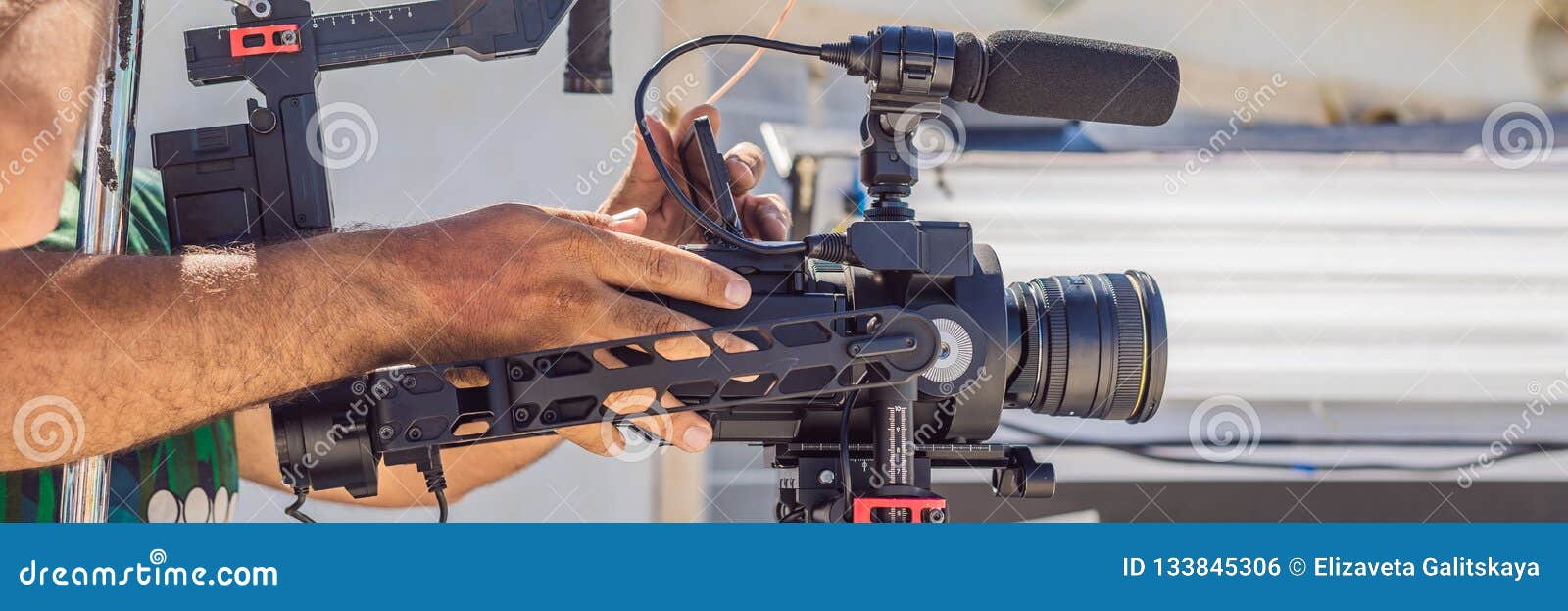 Steadicam Operator Prepare Camera and 3-axis Stabilizer-gimbal for a ...