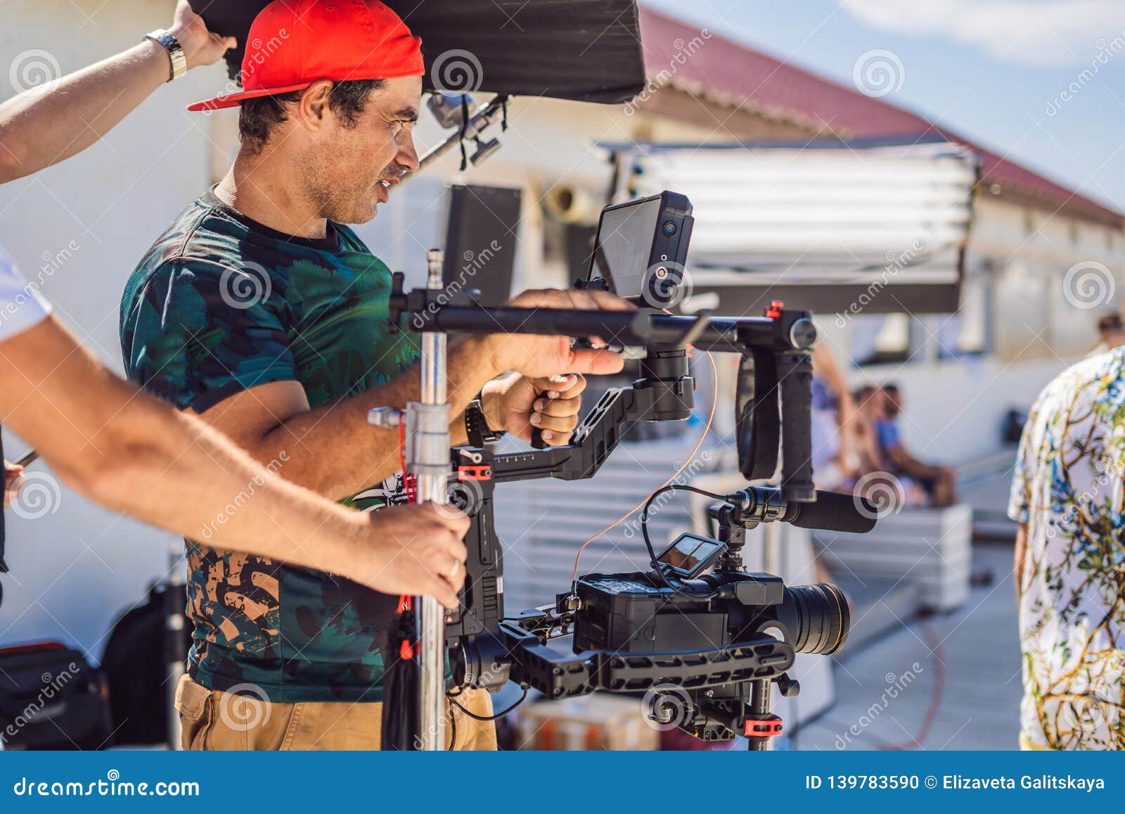 Steadicam Operator Prepare Camera and 3-axis Stabilizer-gimbal for a ...
