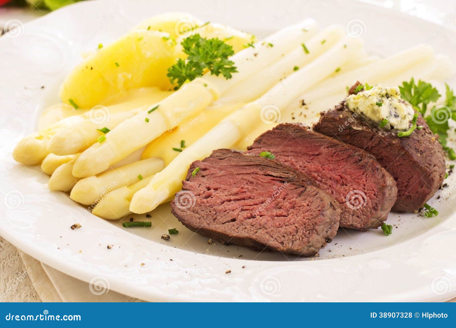 Steak with Asparagus stock photo. Image of cutlery, roast - 38907328