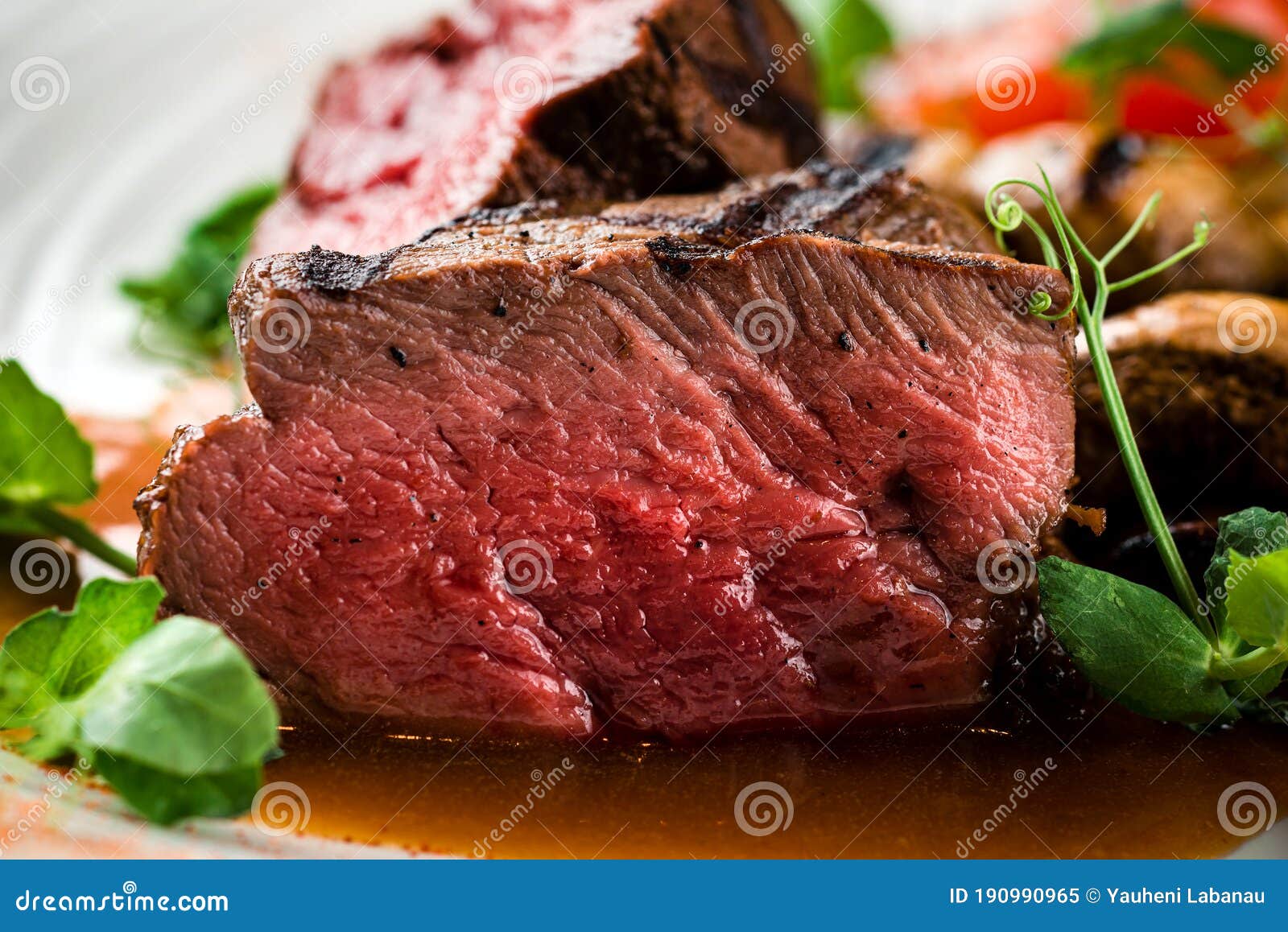 Steak with blood stock image. Image of sauce, meat, meal - 190990965