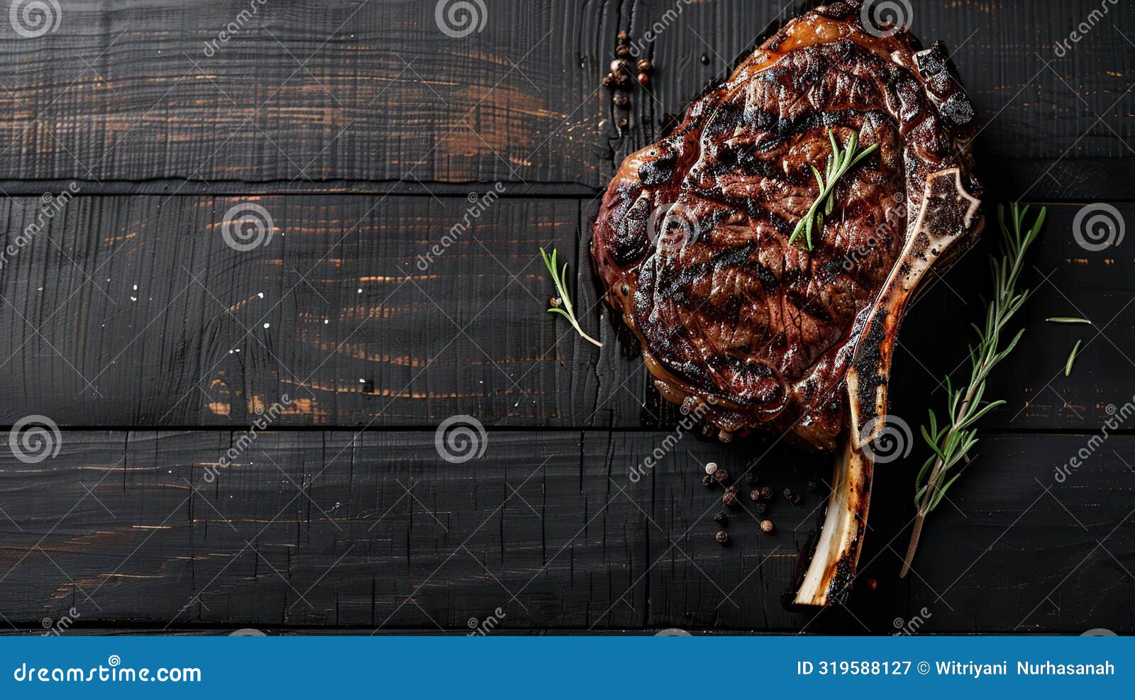 The A5 Wagyu Tomahawk Steak With Seasoning And Sauce Illustration ...