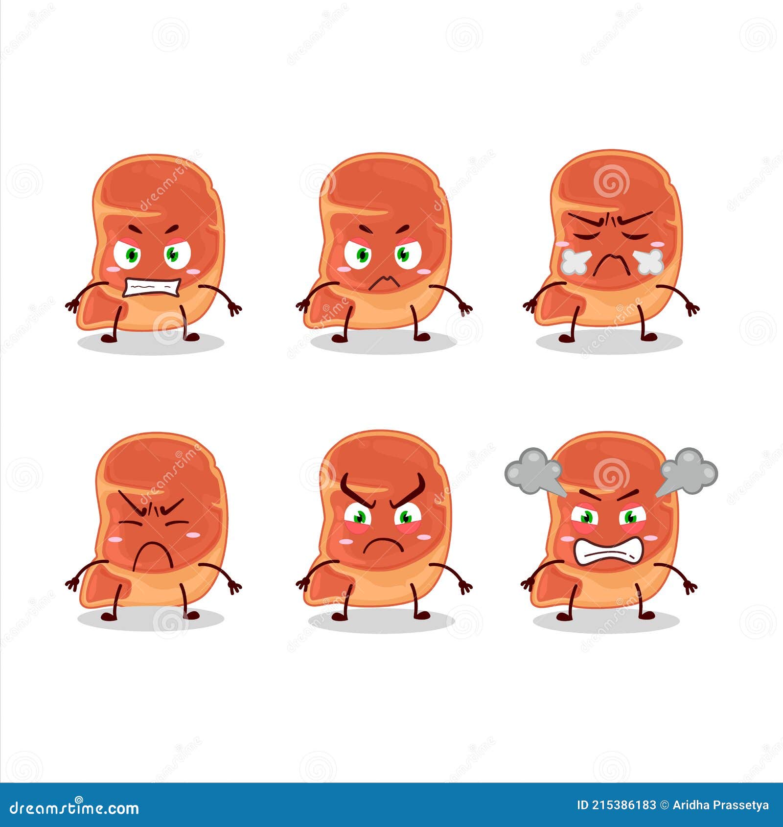 Steak Cartoon Character with Various Angry Expressions Stock ...
