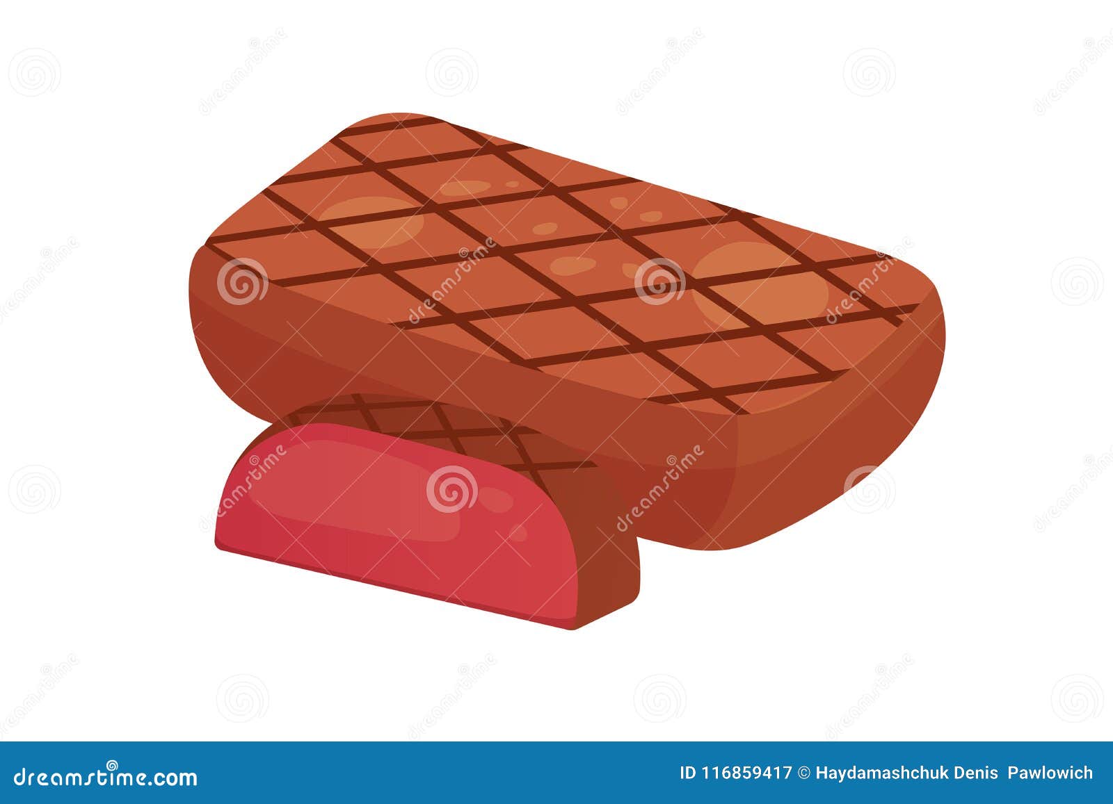 Steak in Cartoon Style. Vector Isolated Illustration Stock Vector ...